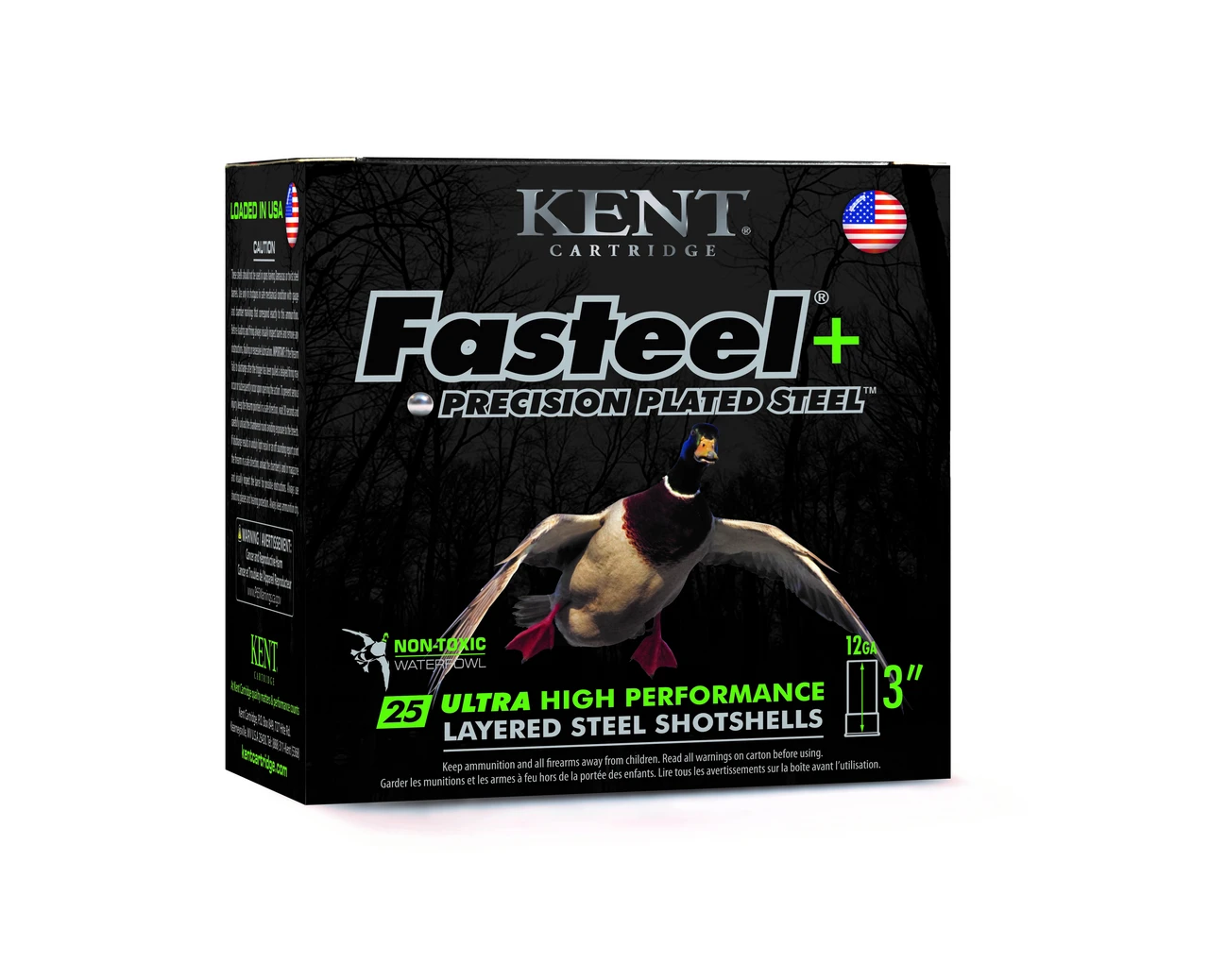 Kent BOX of Fasteel+ Ammo - 12 GA, 3 1/2", 1 1/2 OZ, 1450 FPS, 25 Roun ...