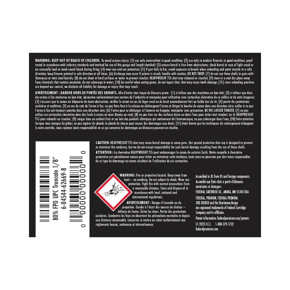 Federal 3rd Degree with Heavyweight TSS Ammunition - 20 Gauge, 5, 6 an ...