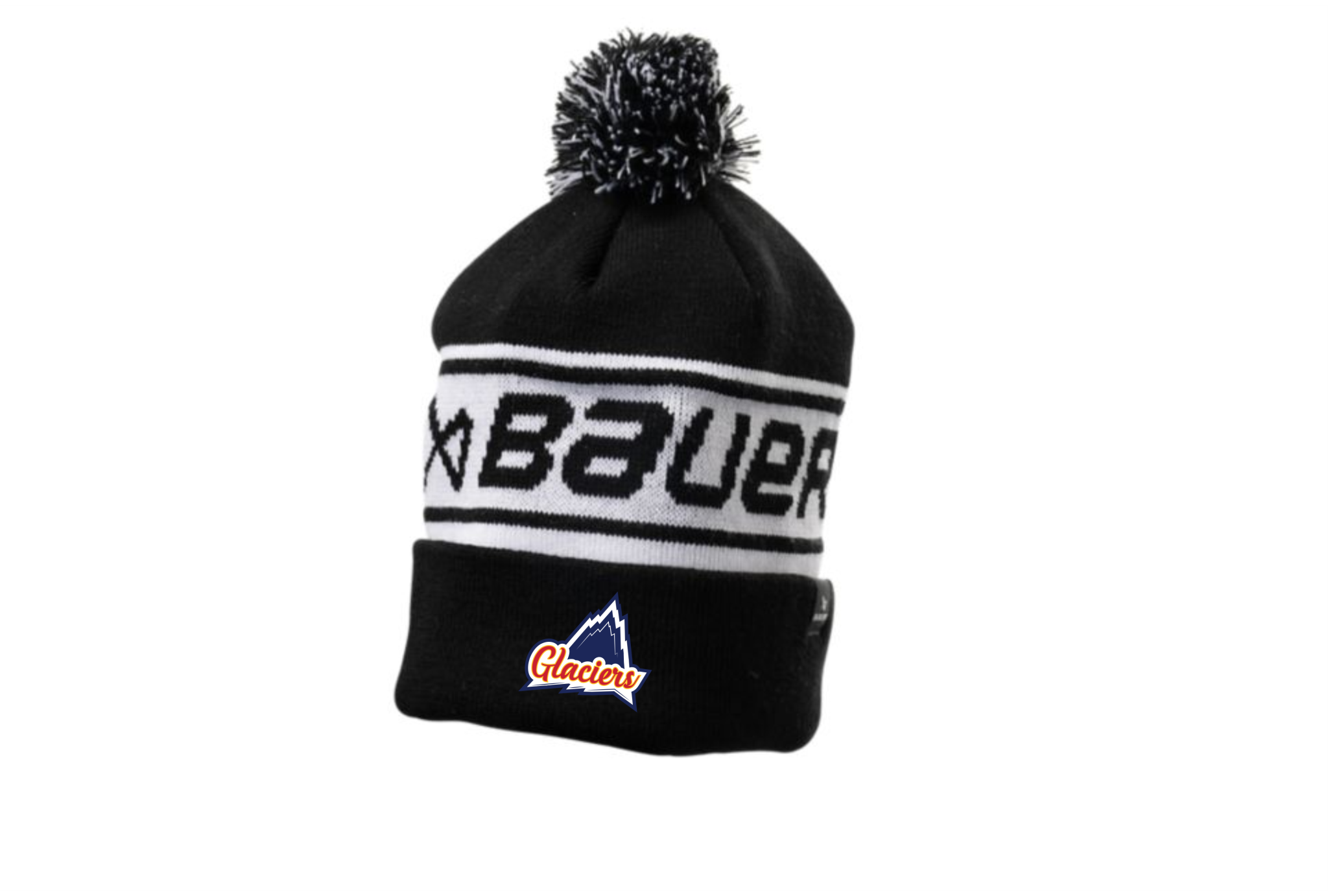 GLACIERS BAUER TEAM RIBBED POM TOQUE OSFA BLACK - B&P Cycle and Sports