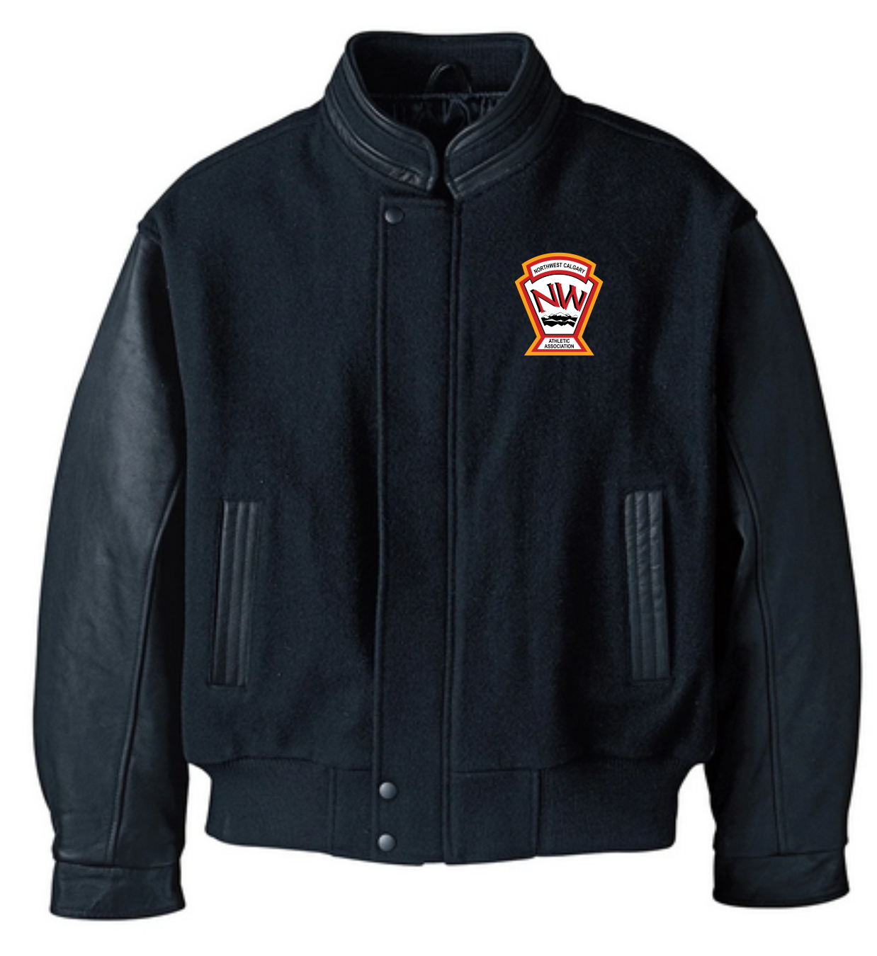 NWCAA CANADA SPORTSWEAR GRADUATE LEATHER MELTON JACKET BLACK SR B P Cycle and Sports