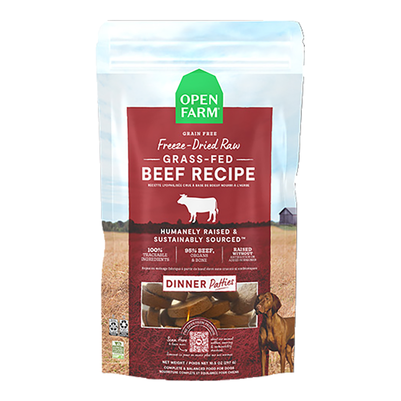 Open Farm Open Farm Grass-Fed Beef Freeze-Dried Raw Patties Dog Food 10 ...