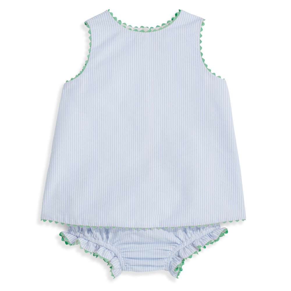 Scallop Swing Set - Blue Seersucker Stripe - Jack & Gray Kids