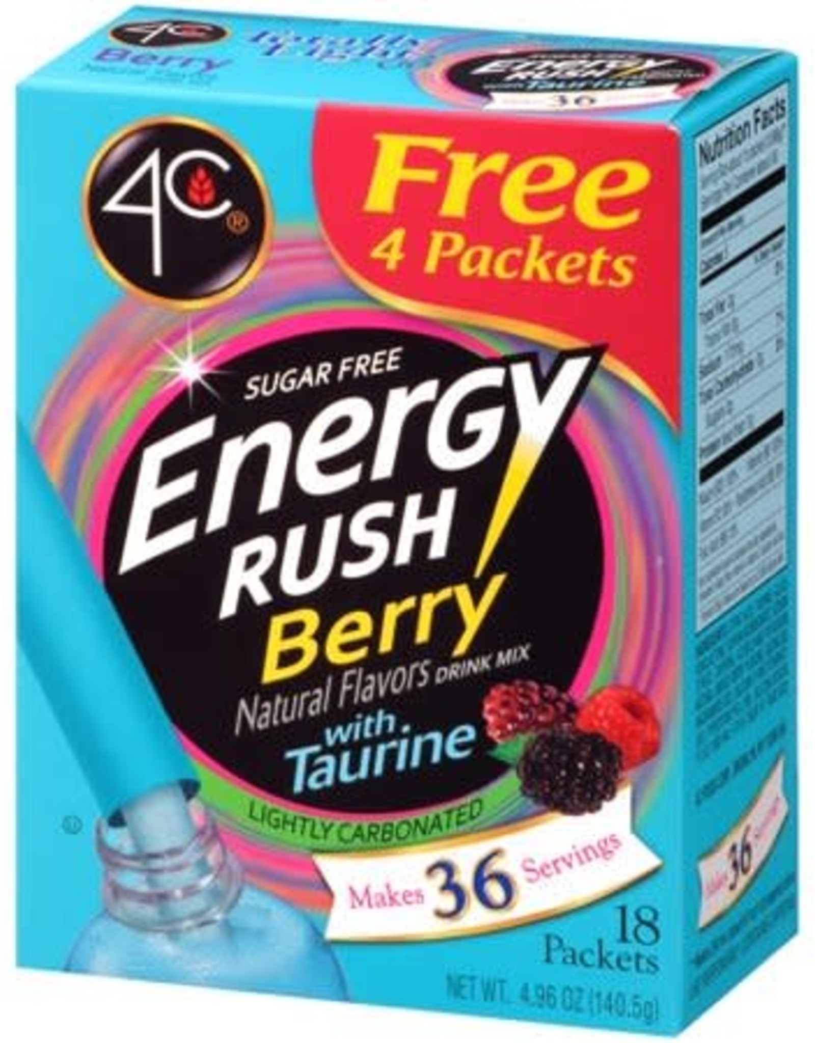 4C Drinks 4C Energy Rush Mixed Berry 18 stix - Sugar Free & More