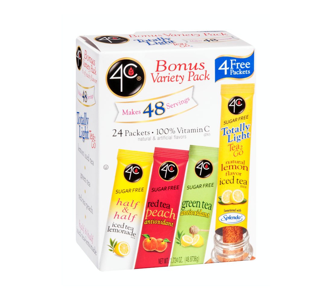 4C Drinks 4C Iced Tea 2 Go Variety 24 Sticks - Sugar Free & More