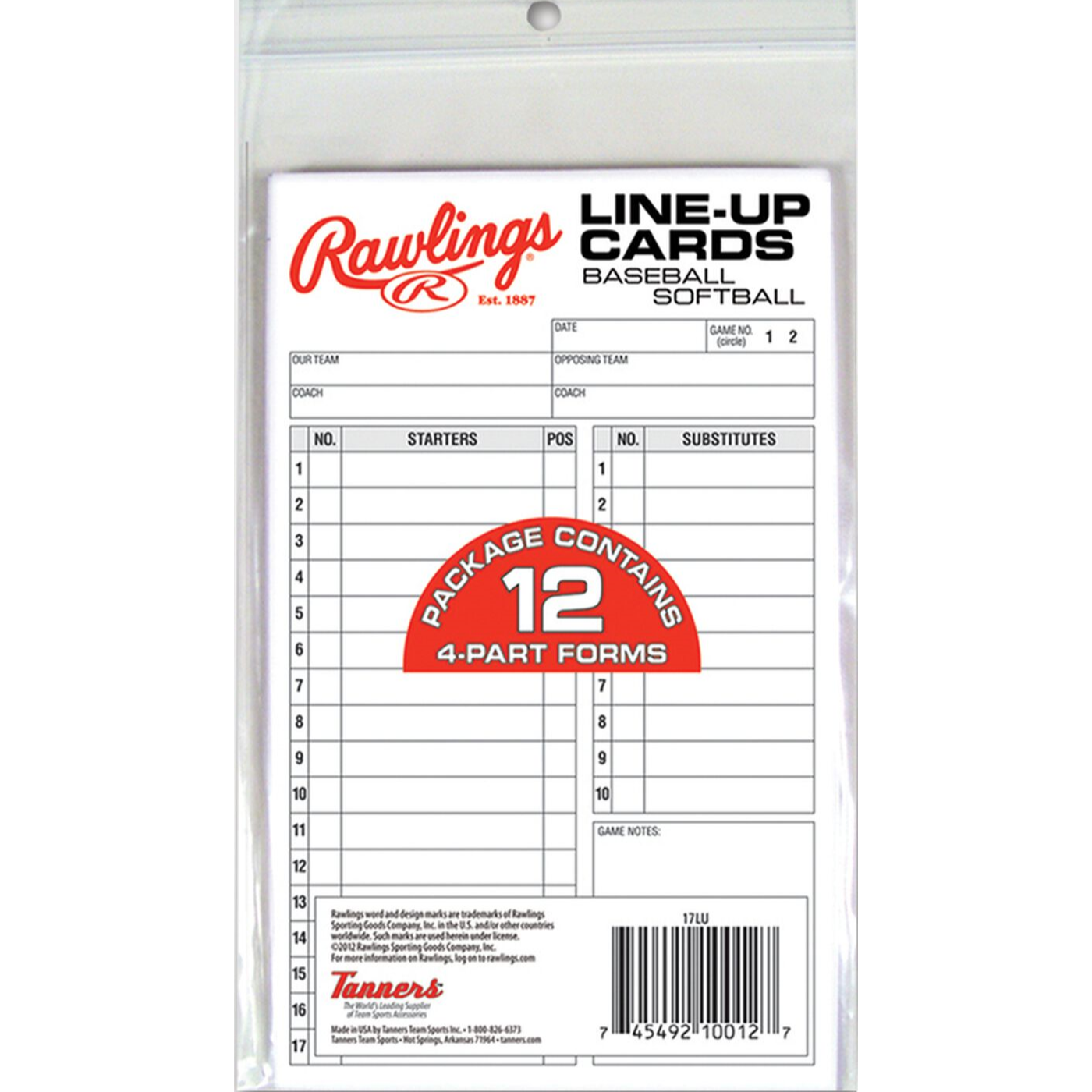 Line-up Card Rawlings - Sports Aux Puces Mascouche