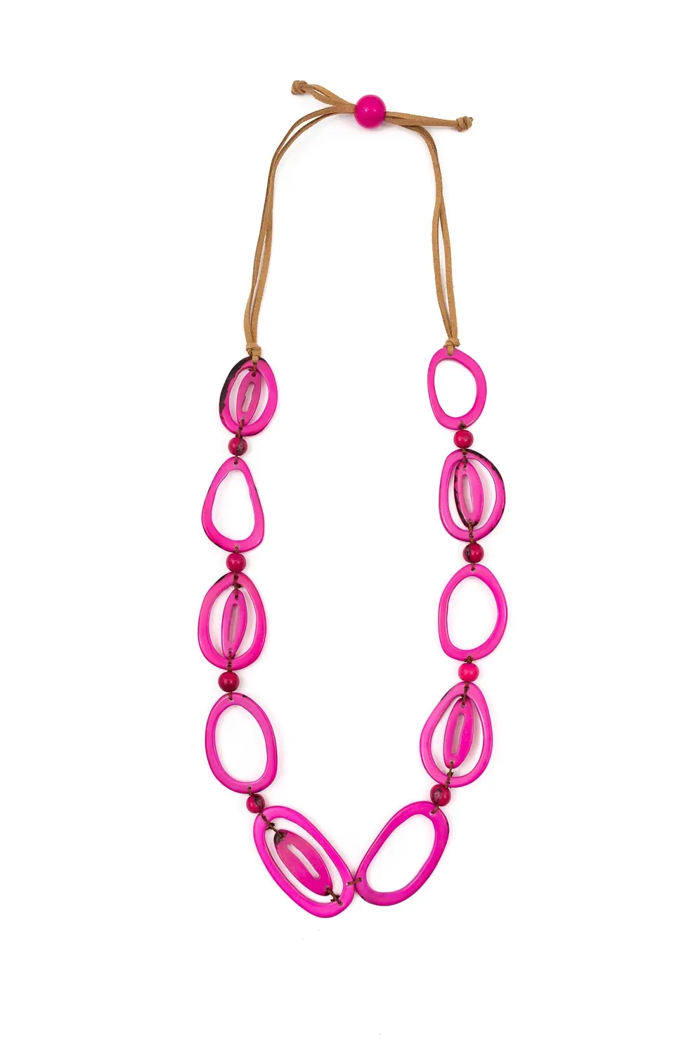 Organic Tagua Jewelry Emily Tagua Discs Necklace in Fuschia - Molly's ...