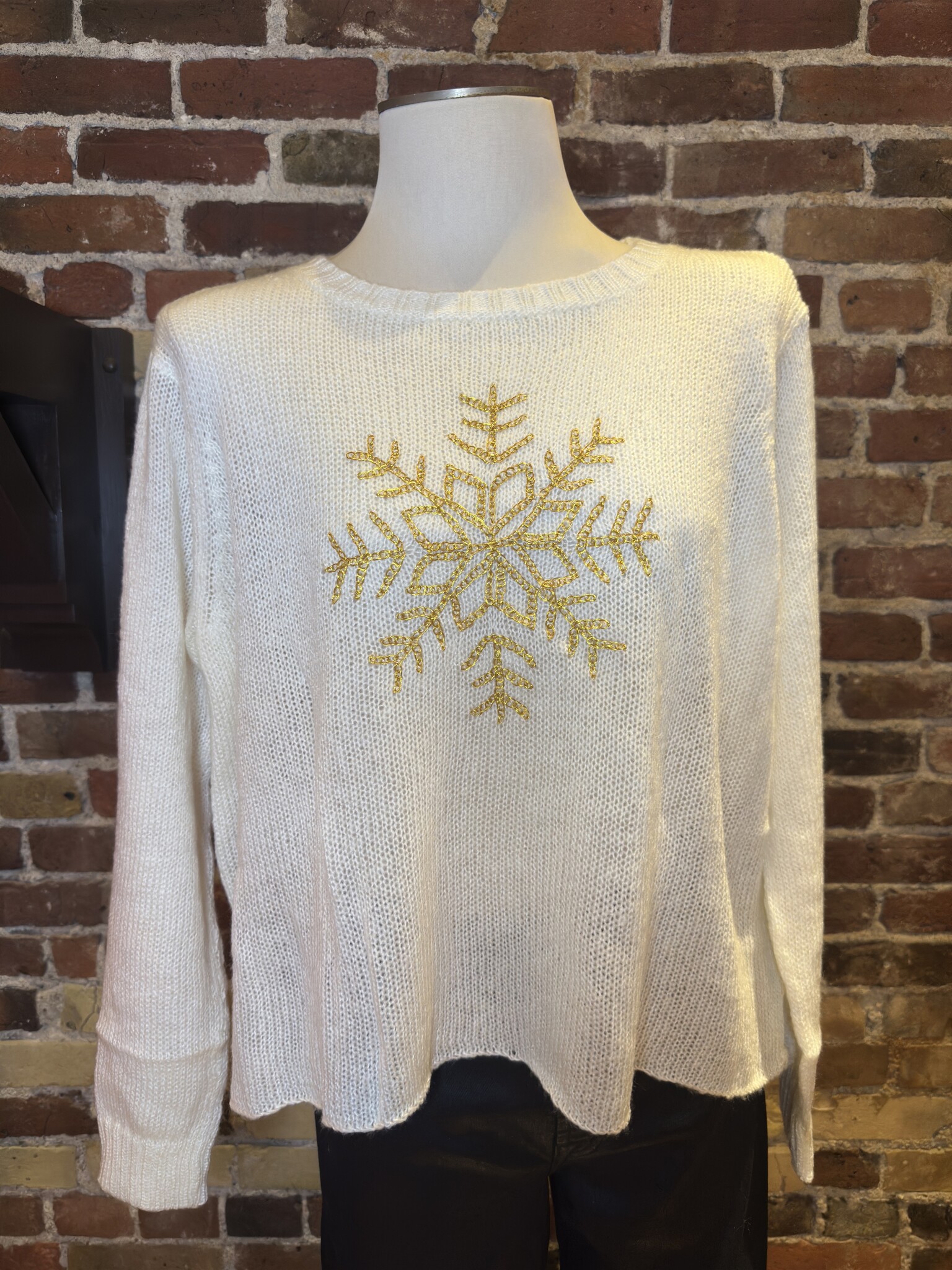 Wooden Ships Metallic Snowflake Pure Snow - Minky Mink