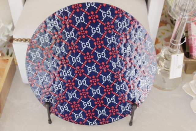 Navy back w/ Red & White Gucci Cutting board - Katherine Beck