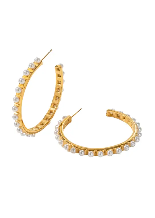 Hjane Jewels Phoebe Hoops Pearl - Katherine Beck