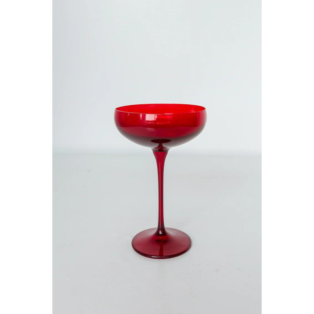 Estelle Colored Glass Red Champagne Coupe - Katherine Beck