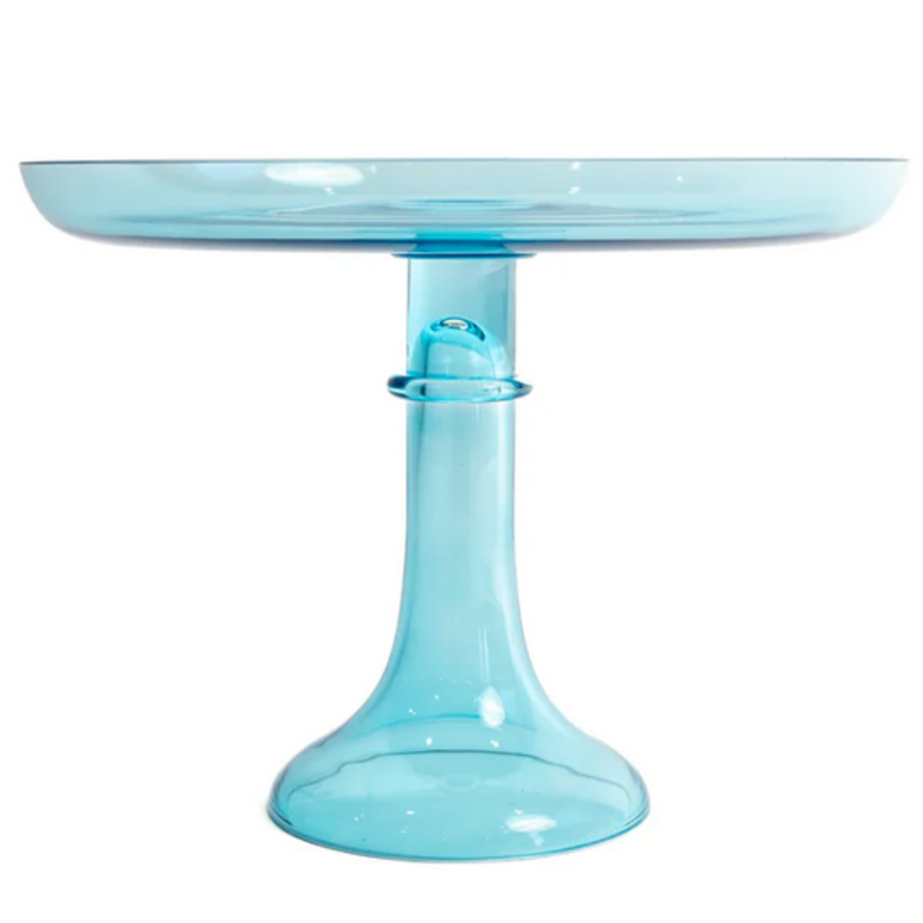 Estelle Colored Glass Ocean Blue Cake Stand - Katherine Beck