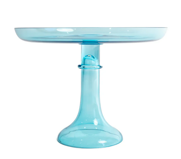 Estelle Colored Glass Ocean Blue Cake Stand - Katherine Beck