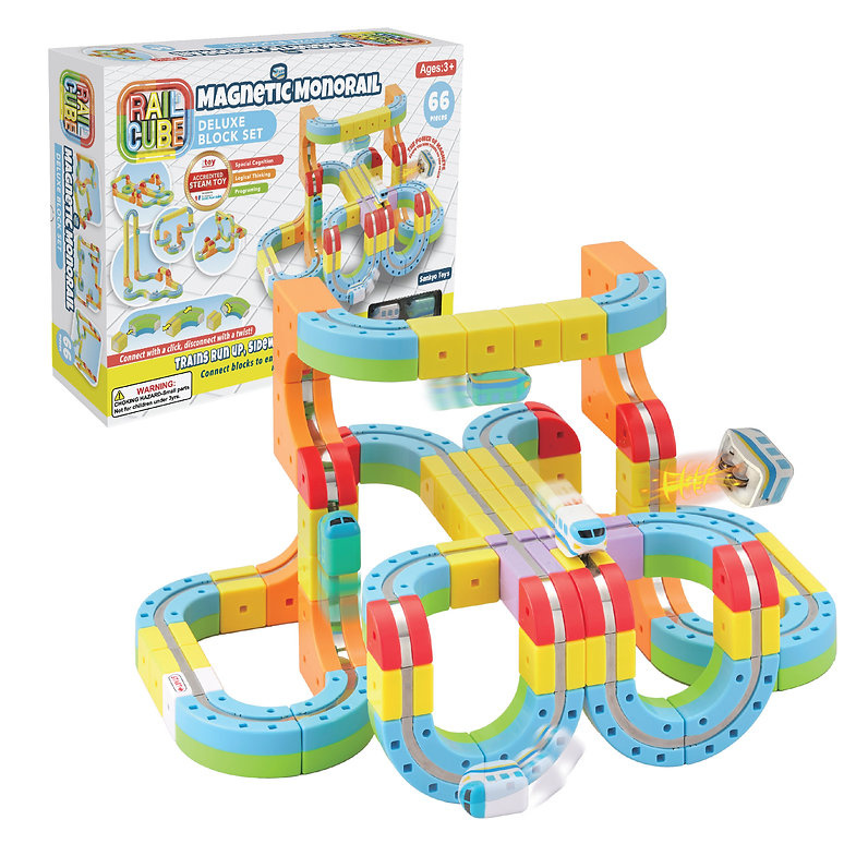 Rail Cube Magnetic Monorail Deluxe Block Set - BrainyZoo Toys