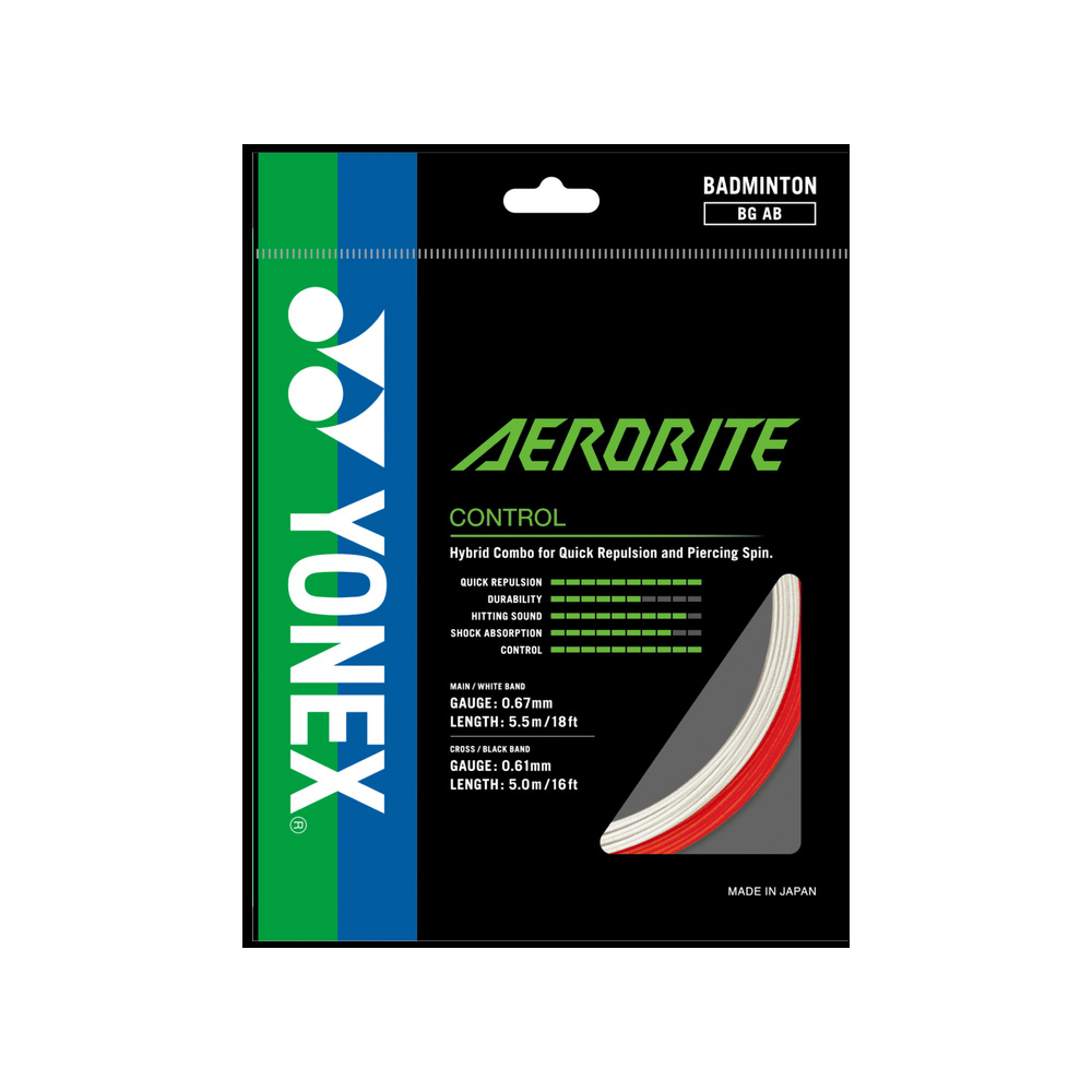 Yonex BG AB Aerobite Badminton String - Red/White - Of Courts