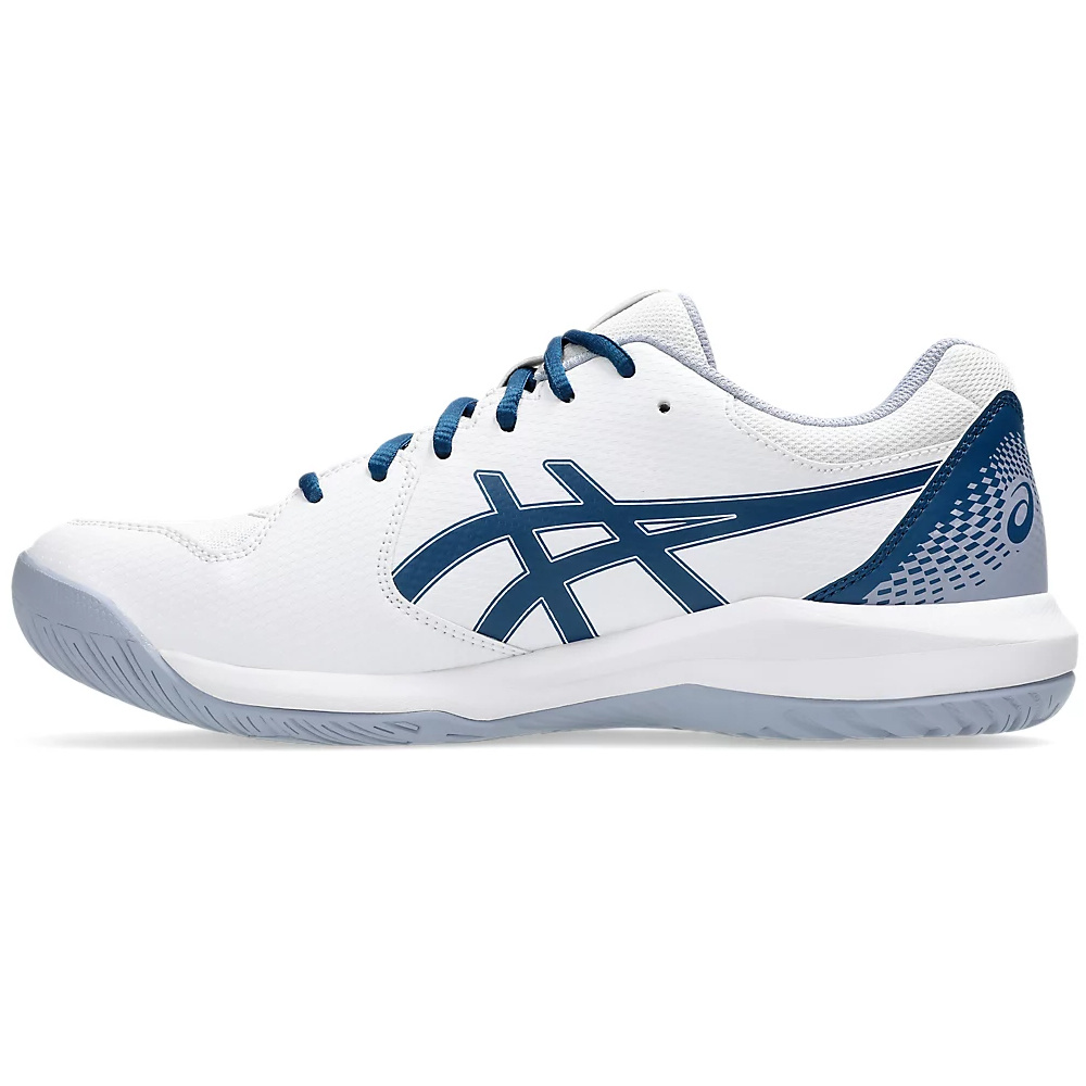 Asics Gel Dedicate 8 Wide Men's Tennis Shoe - White/Mako Blue - Of Courts