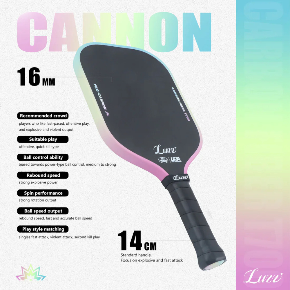 Luzzpickleball Candy Cannon Paddle T700 Carbon Friction Surface ...