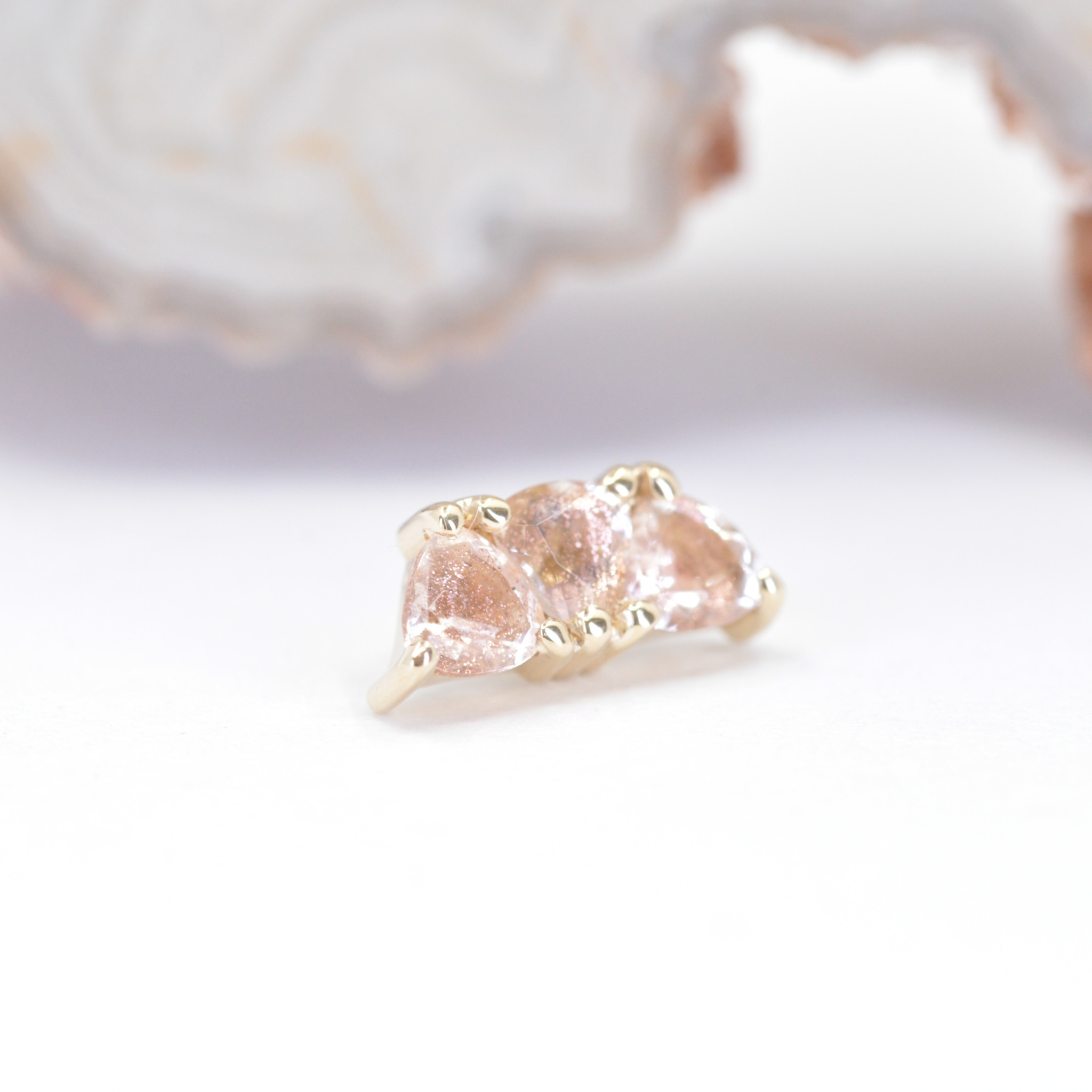 Irisa 3 with Faceted Oregon Sunstone 14k Yellow Gold 16g Threaded End ...