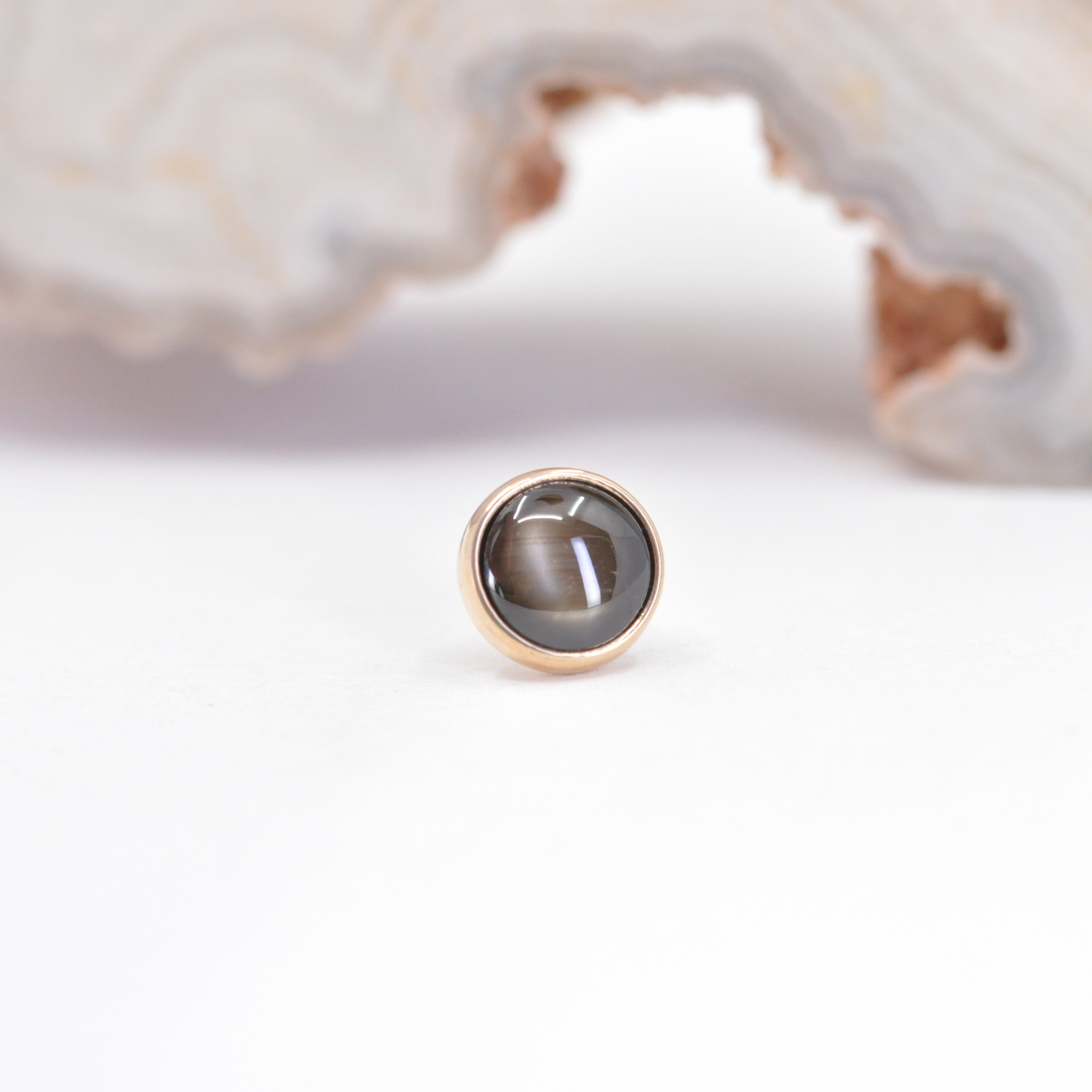 4mm Cup with Black Star Sapphire in 14k Yellow Gold Threadless Ends ...