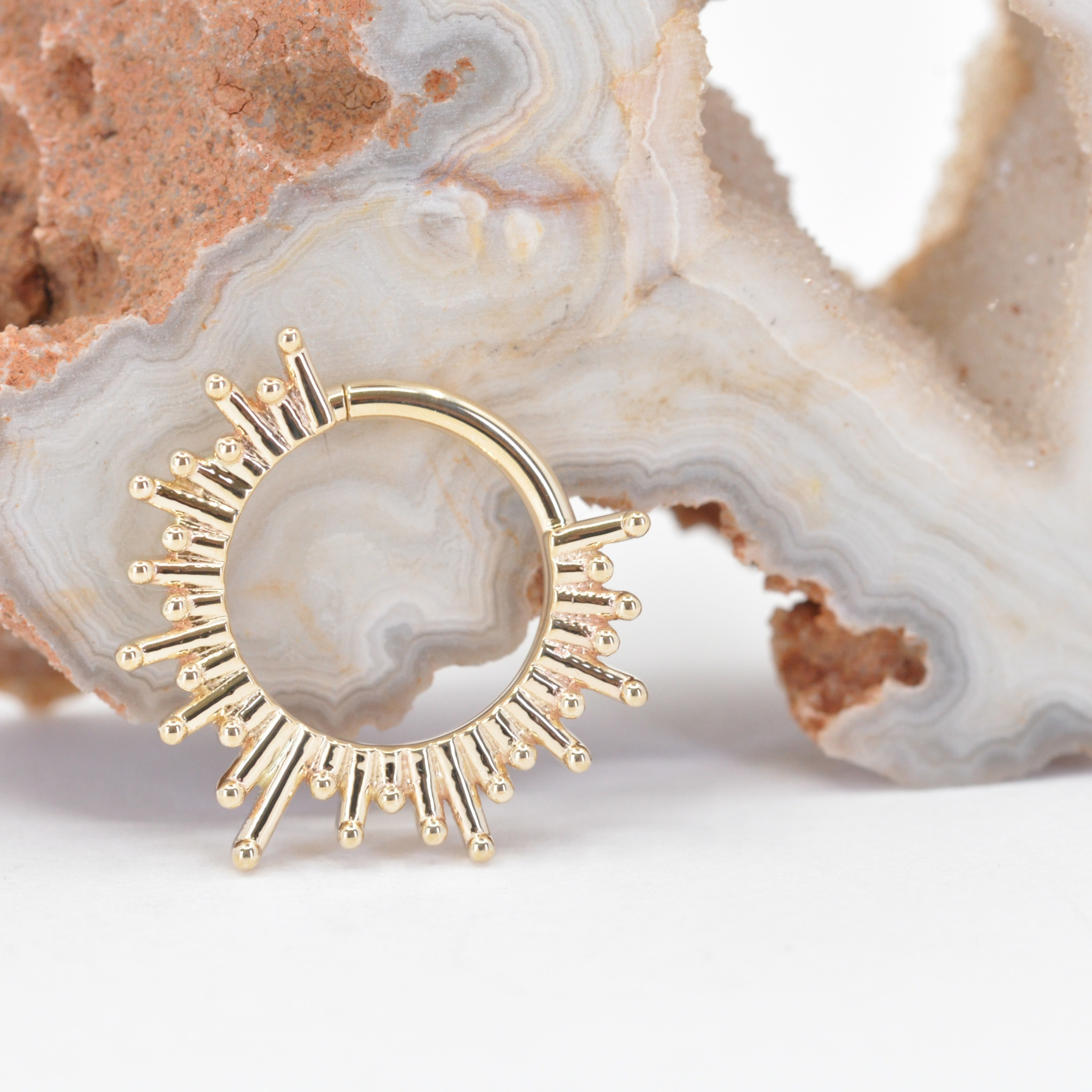 16g Ray of Light Seam Rings in 14k Gold by BVLA! - Mint Piercing