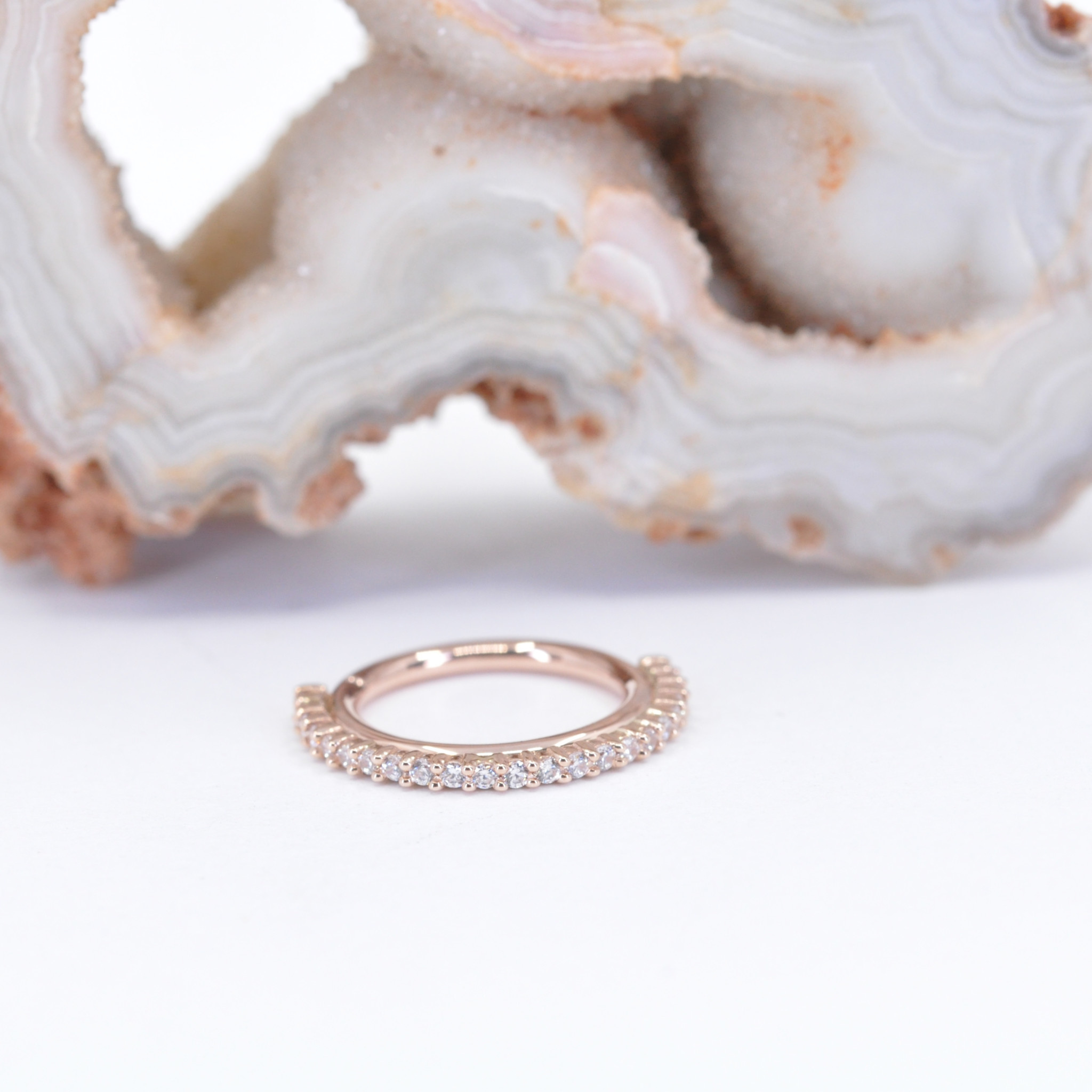 16g 3/8" Telesto Seam Ring with CZ in 14k Rose Gold by BVLA! - Mint ...