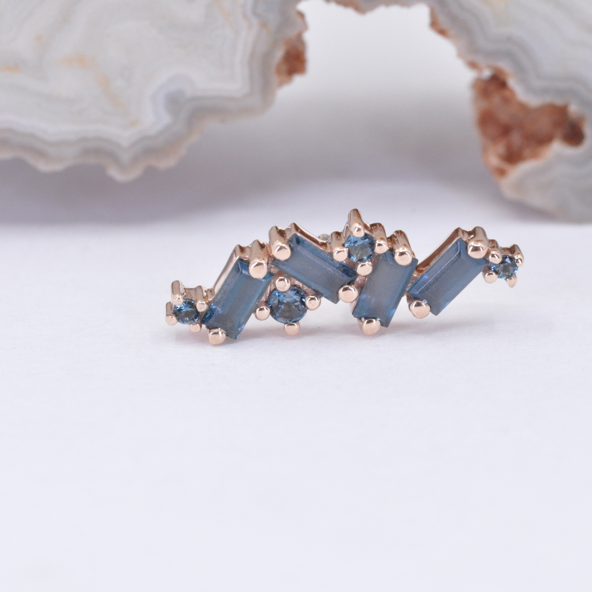 Genesis with Sandblasted London Blue Topaz Rose Gold 16g Threaded End ...