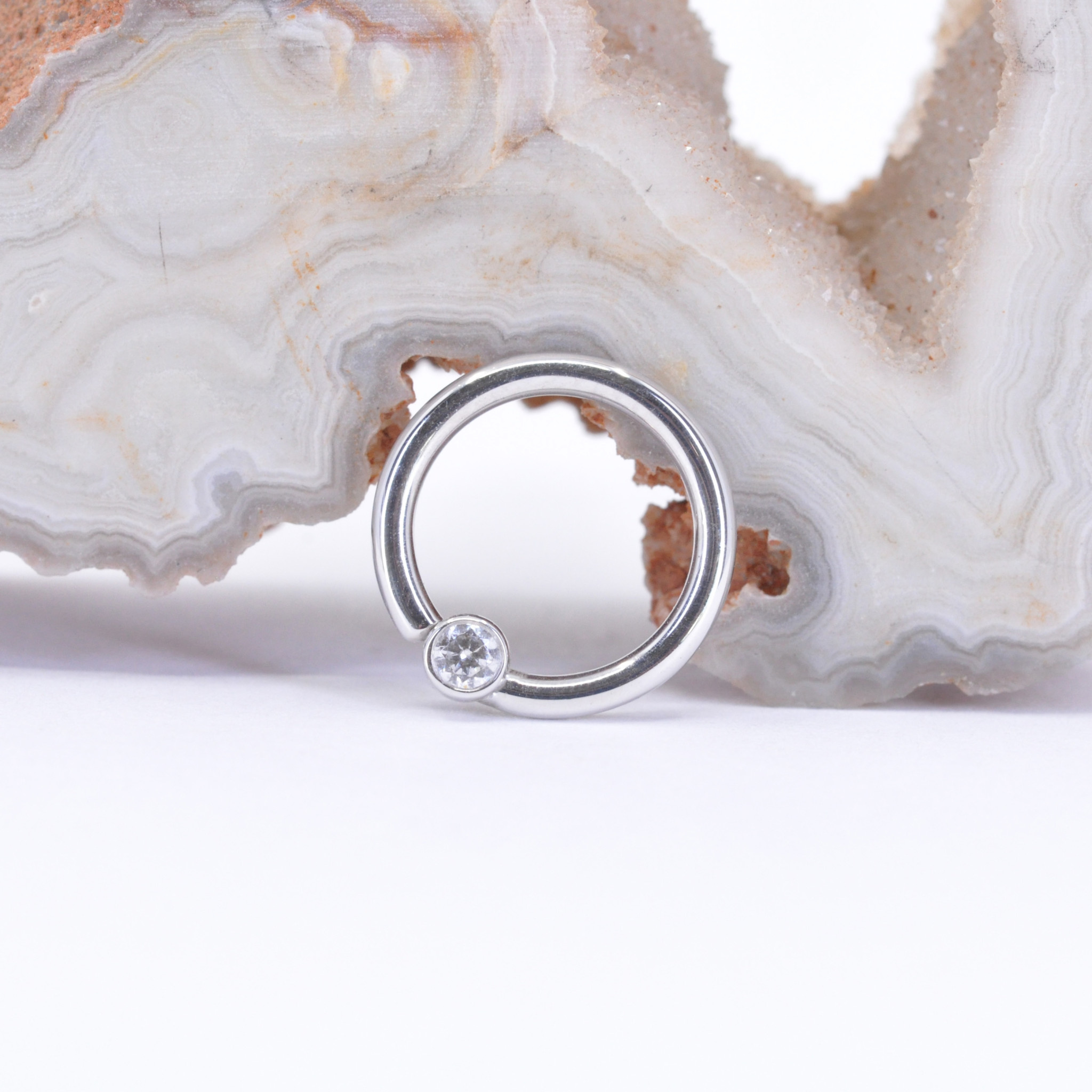 16g Fixed Bezel Rings with 2mm CZ in 14k White Gold by BVLA! - Mint ...