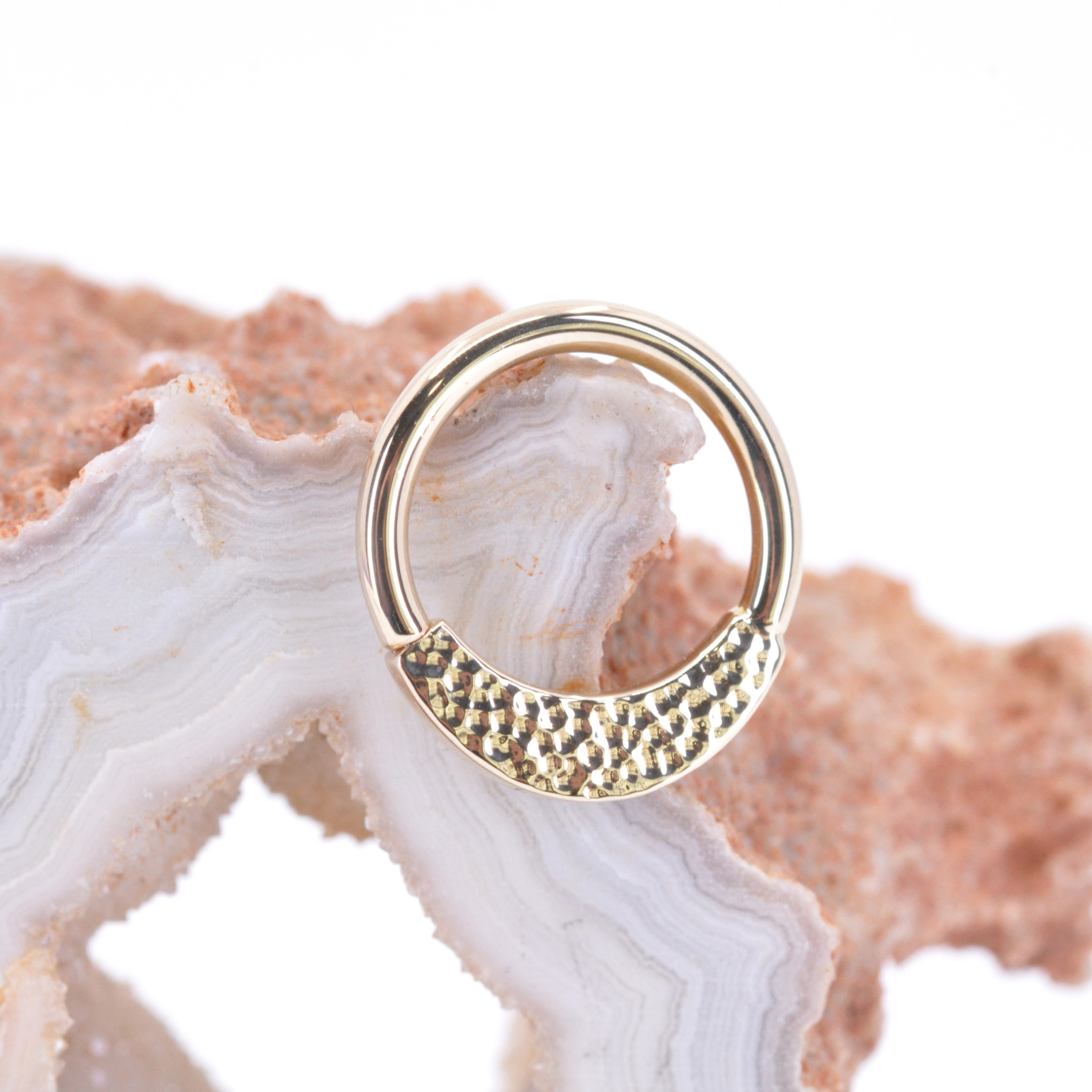 16g Hammered Janna Seam Rings in 14k Gold by BVLA! - Mint Piercing