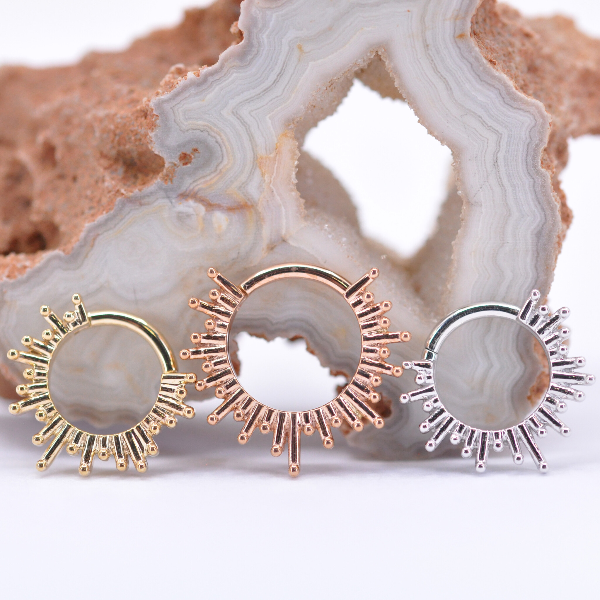 16g Ray of Light Clicker Rings in 14k Gold by BVLA! - Mint Piercing