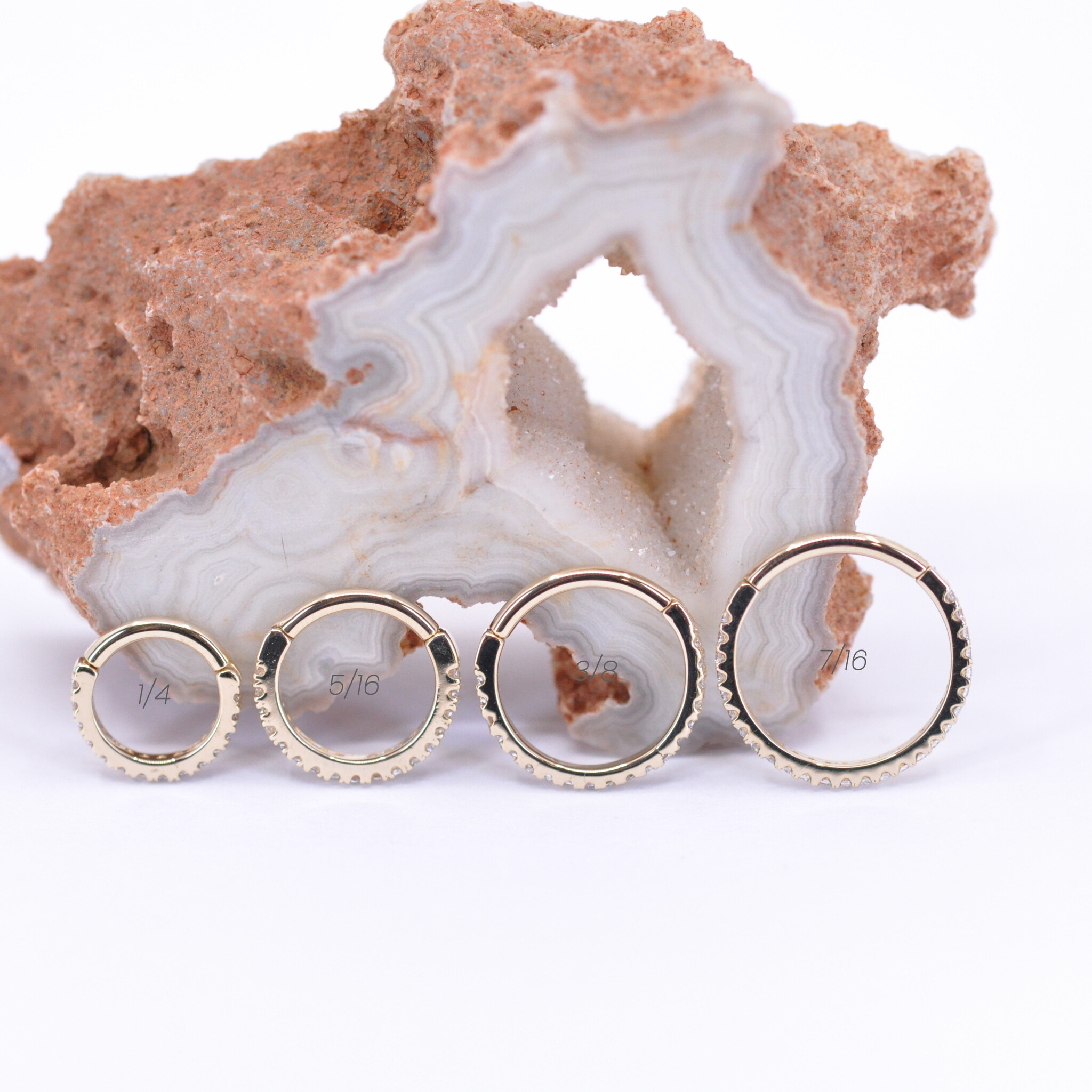 16g Telesto Clicker Rings with CZ in 14k Gold by BVLA - Mint Piercing