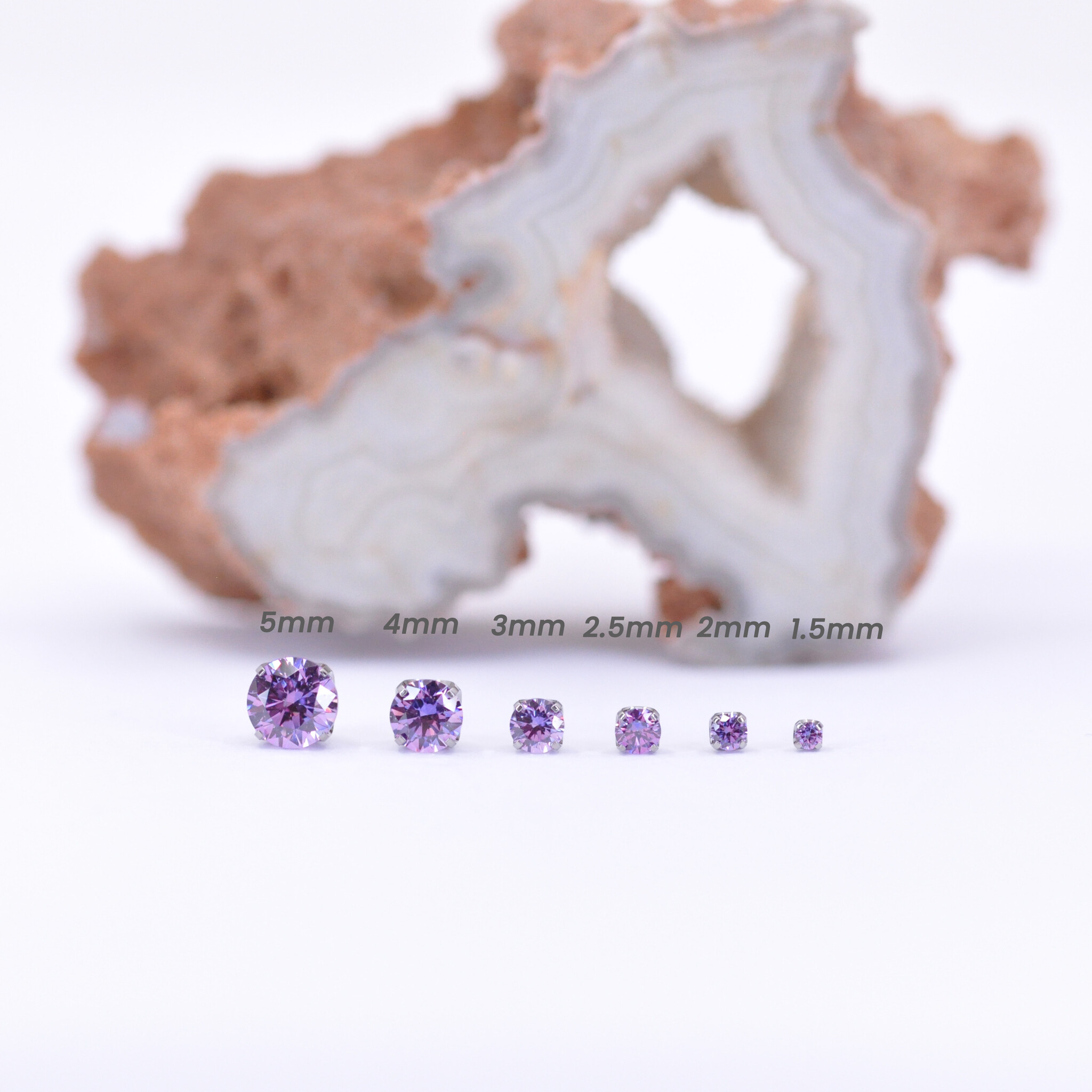 Fancy Purple CZ Prong Titanium Threadless Ends by Neometal - Mint Piercing