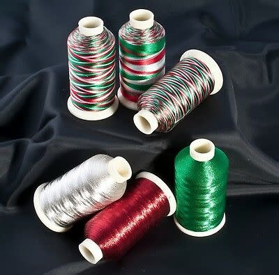 Colour 5004 Multi Red Black - 1000mtr Rayon Variegated THREAD - Stitch ...