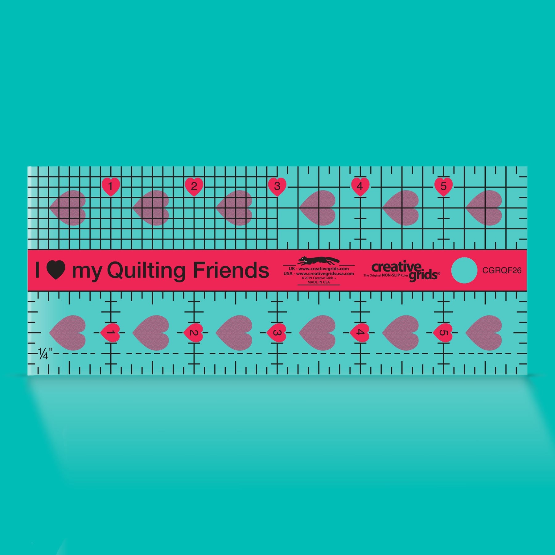 CREATIVE GRIDS I LOVE MY QUILT FRIENDS RULER 2 1/2 X 6 - Stitch by Stitch