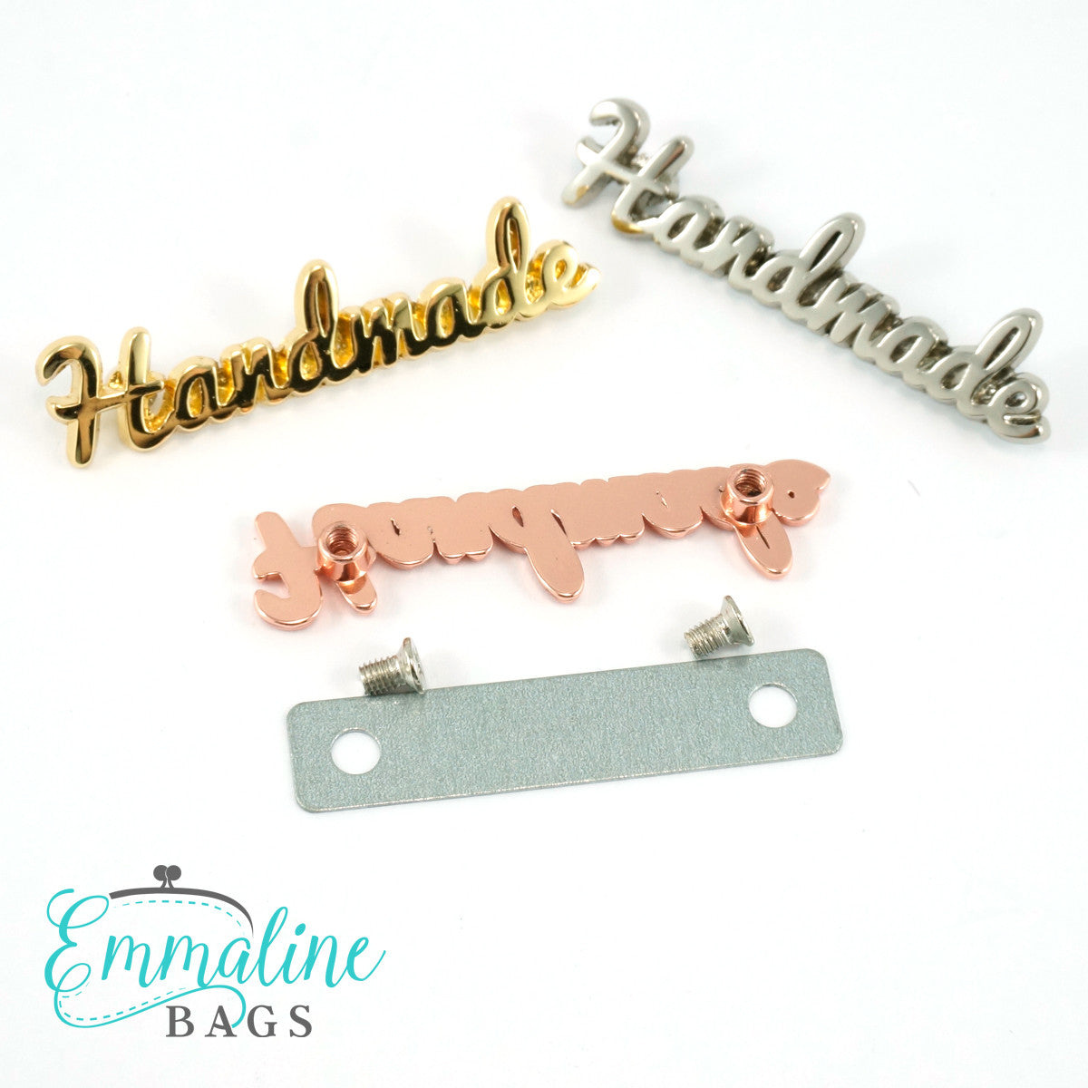 Metal Bag Label: Script Style "Handmade" - Stitch by Stitch