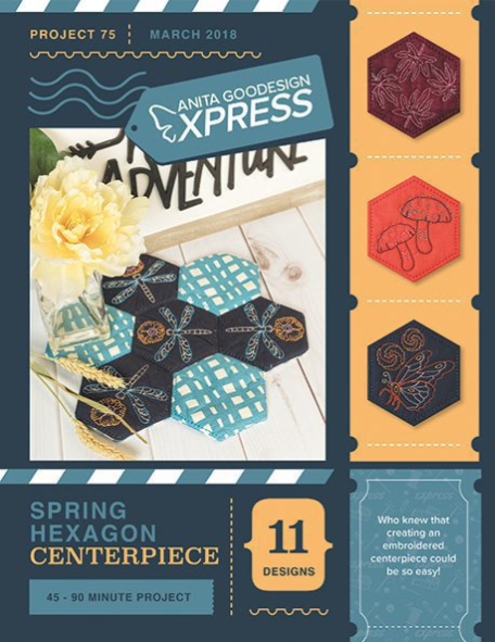 Anita Goodesign - Spring Hexagon Centrepiece Embroidery - Stitch by Stitch