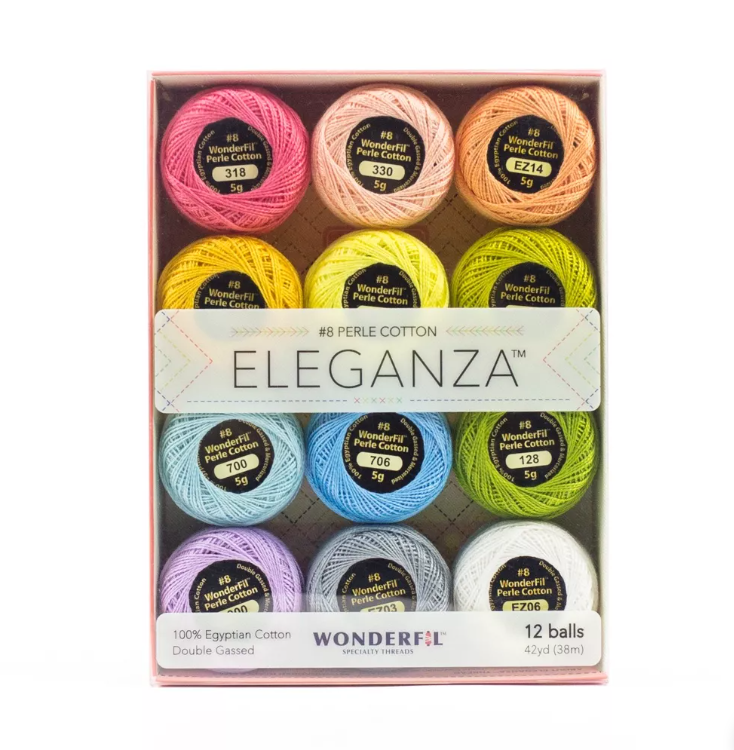 Box set of 12 Eleganza 8 wt 2-ply Egyptian Perle Cotton Thread for ...