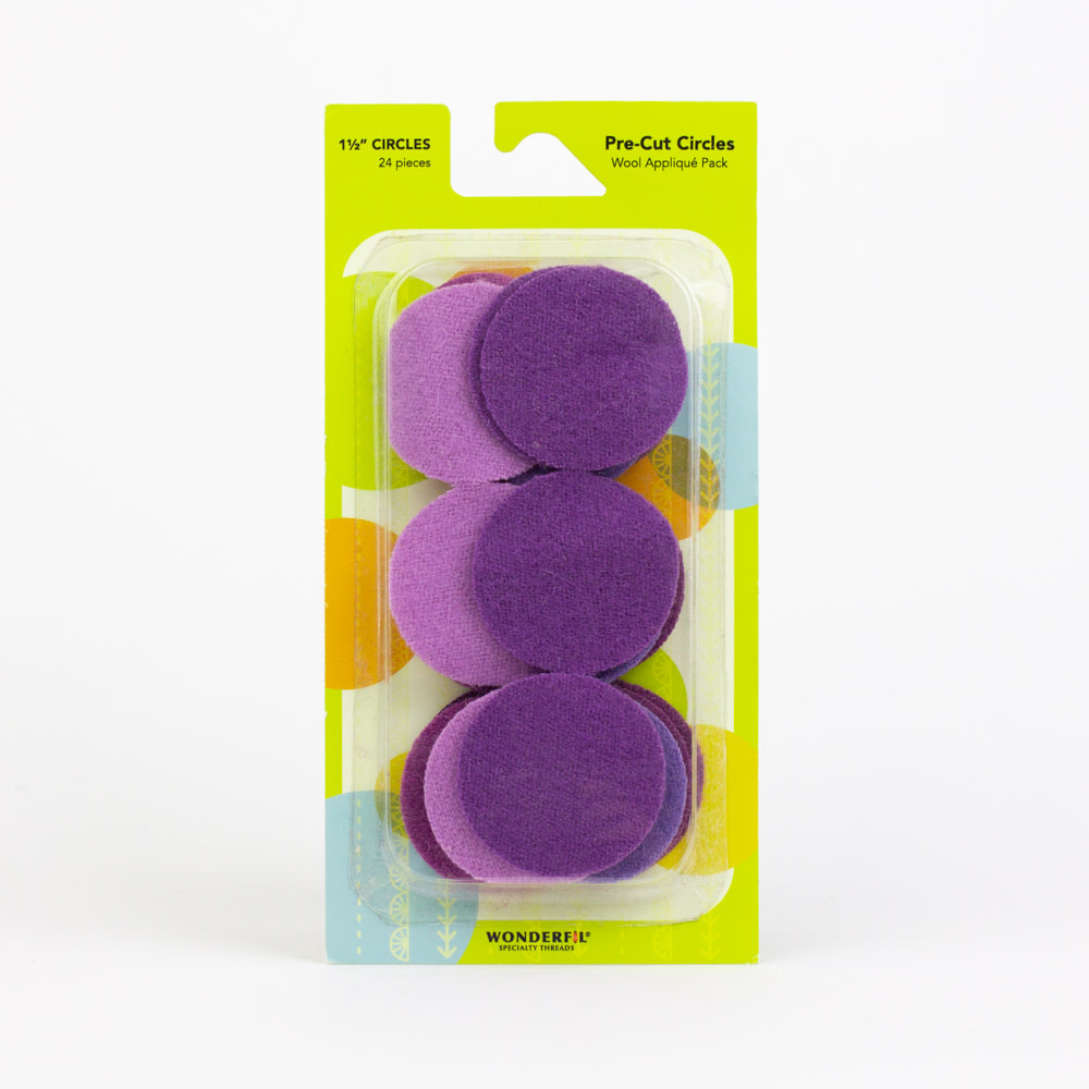 Pre-Cut Merino Wool 1 1/2" Circles (24 Pieces) - Violet - Stitch by Stitch