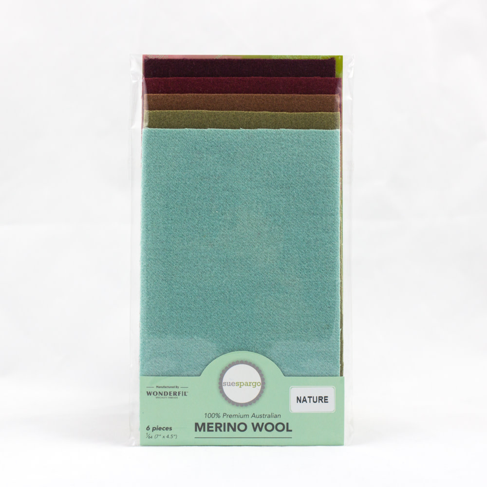 Merino Wool Fabric Pack 1/64 (7"x4.5") 6 Pieces - Nature - Stitch by Stitch