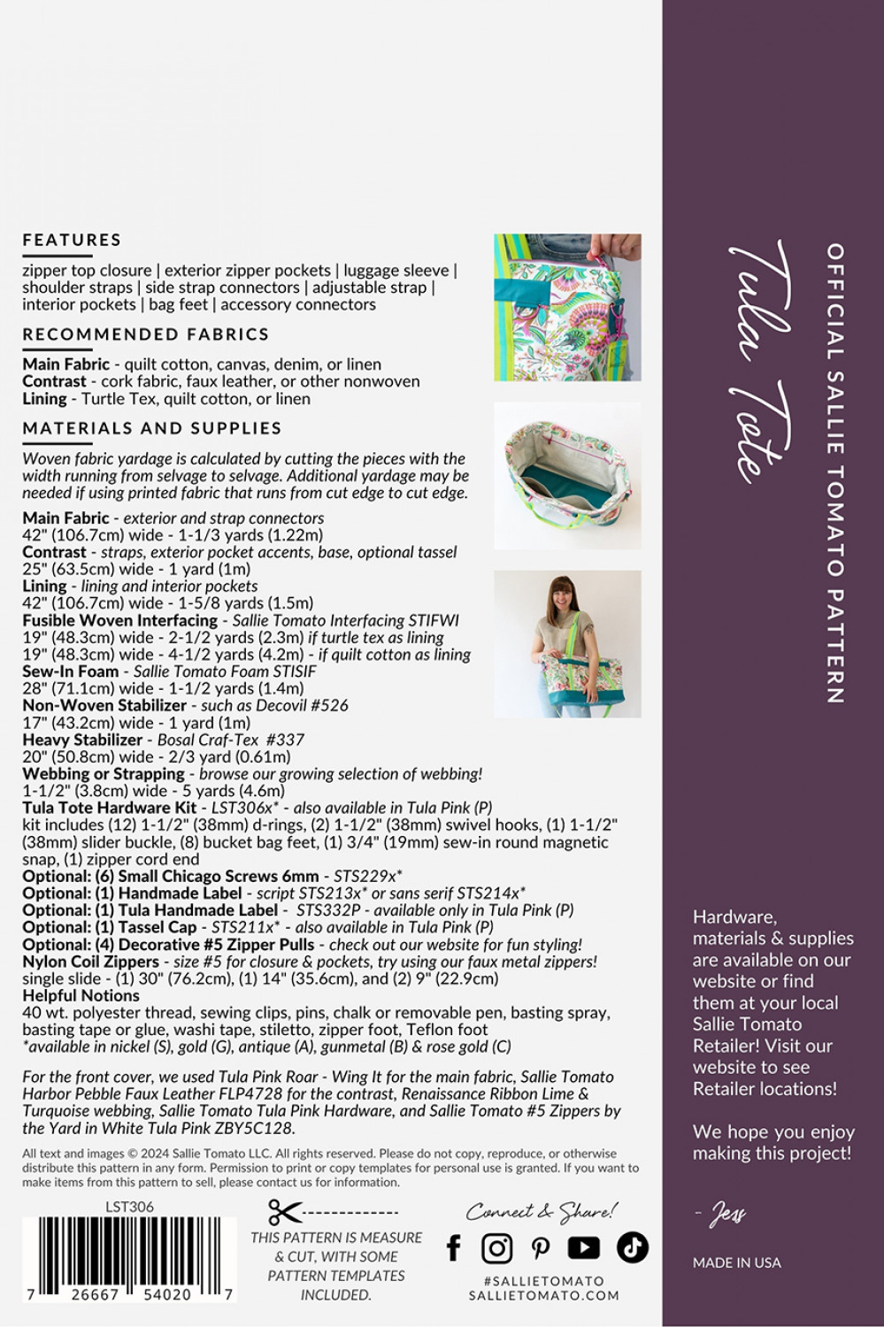 Tula Tote Pattern - Stitch by Stitch