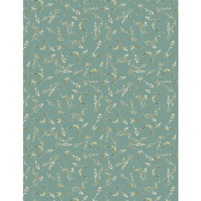Season's Study, Small Floral Teal/Cream $0.23 per cm or $23/m - Stitch ...