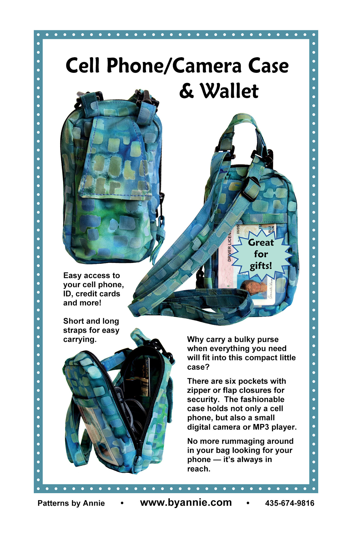 Cell Phone/Camera Case & Wallet Pattern - Stitch by Stitch