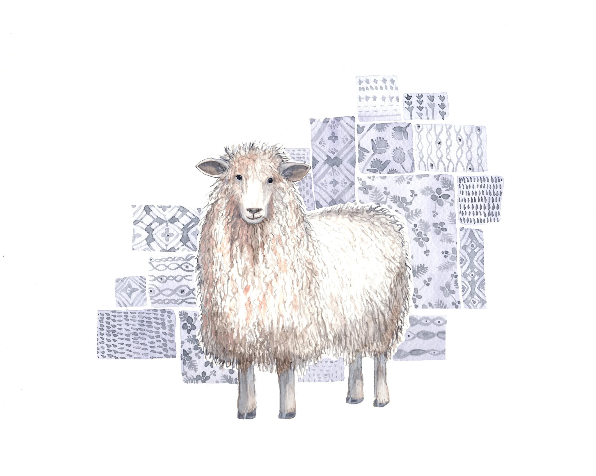 Sheep and Aster, Greeting Card - Stitch by Stitch