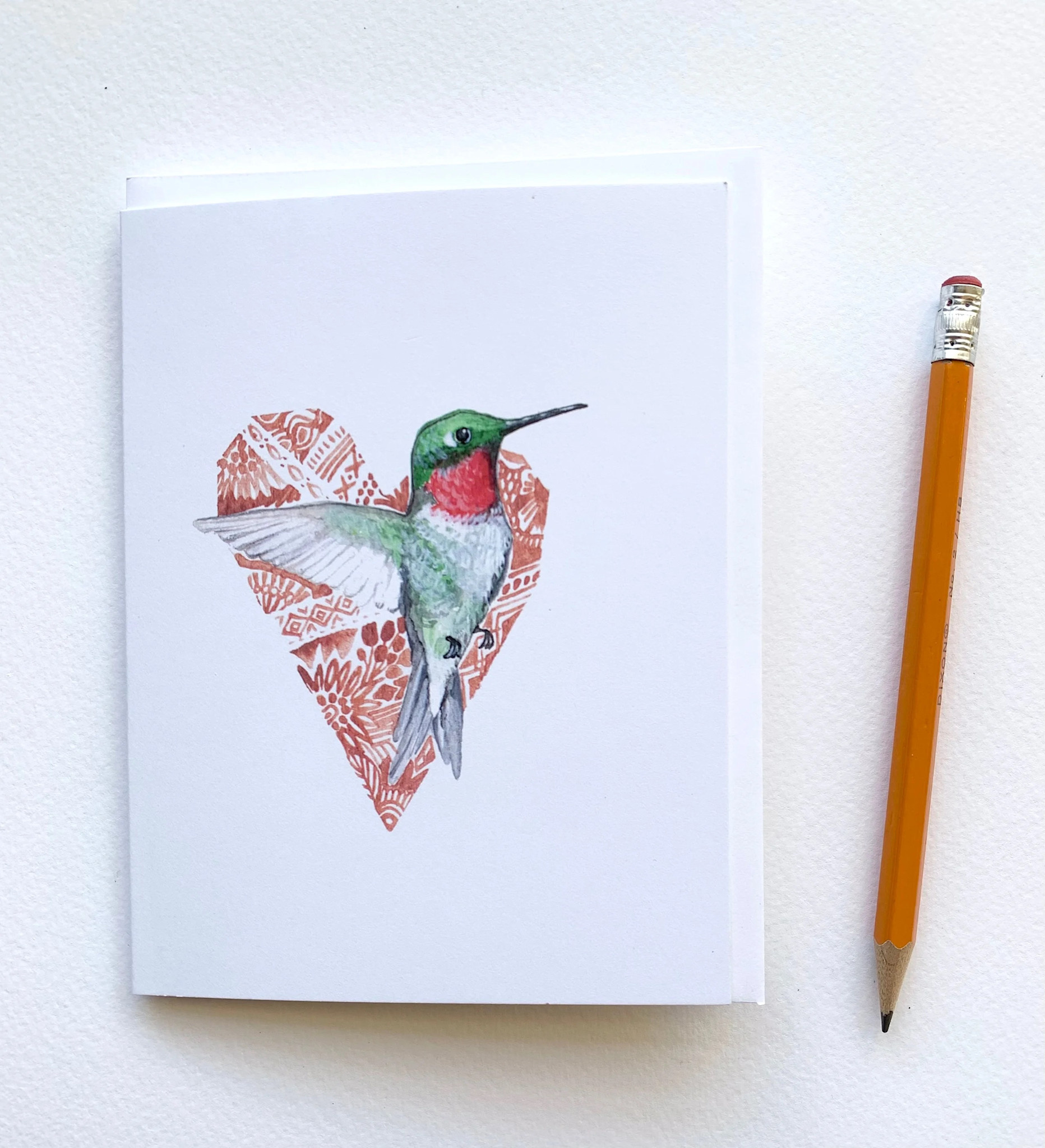 Hummingbird & Heart, Greeting Card - Stitch by Stitch