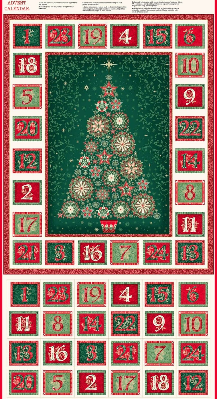Good Tidings Advent Calendar Kit - Cream Backing - Stitch by Stitch