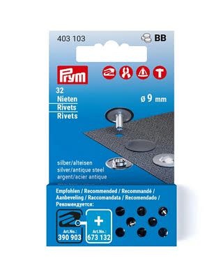 Prym vario rivets 9mm silver antique 32pc - Pénélope machines à coudre