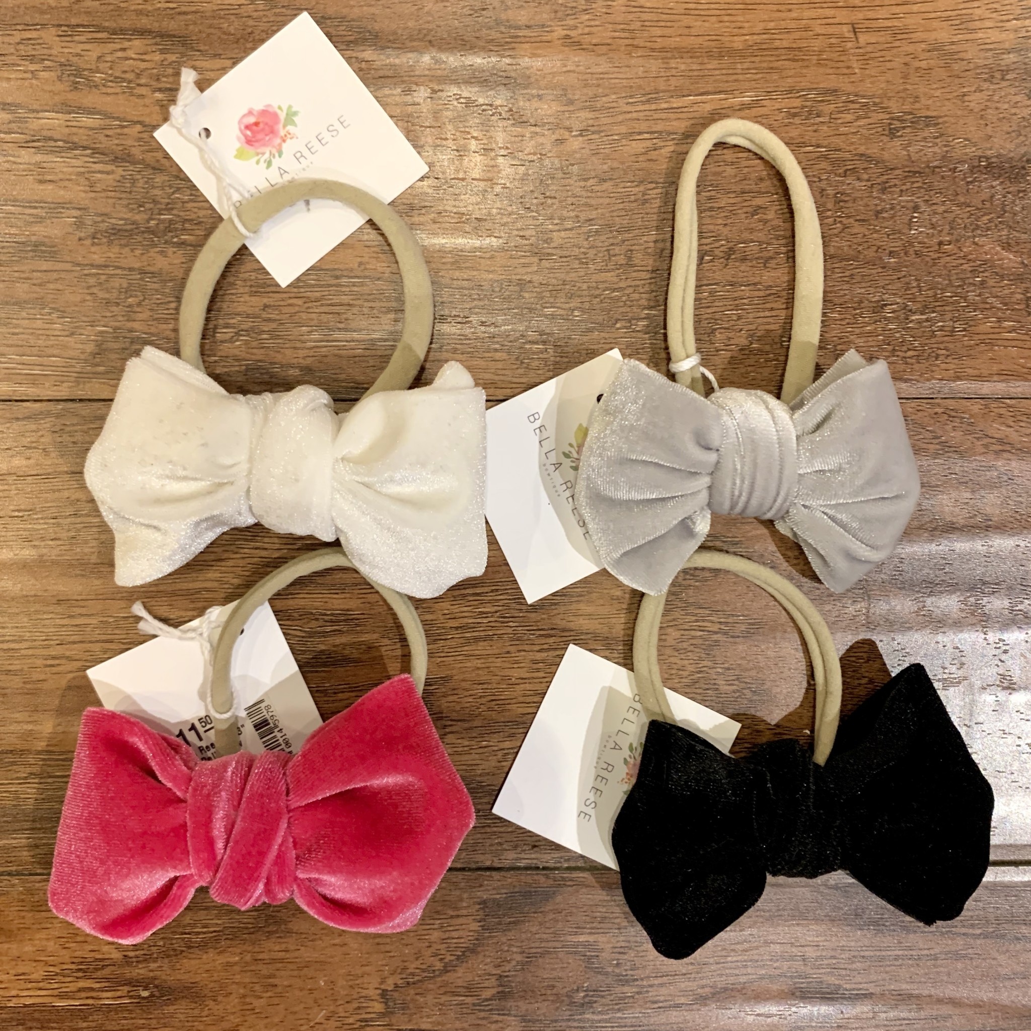 Bella Reese- 3" Mini Bella Bow on nude nylon - Freckles Children’s Boutique