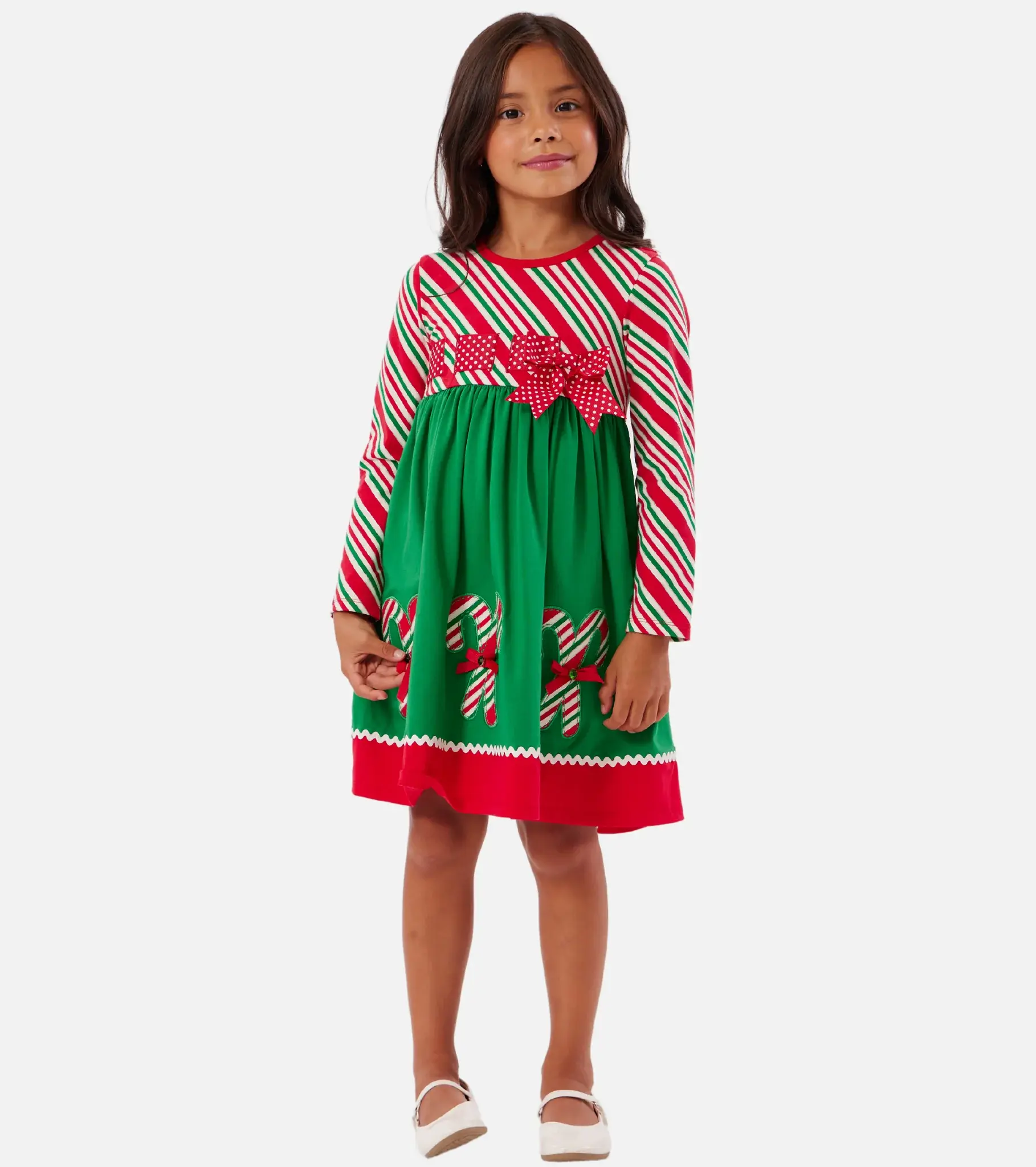 Bonnie Jean- Green Candy Cane Dress - Freckles Children’s Boutique