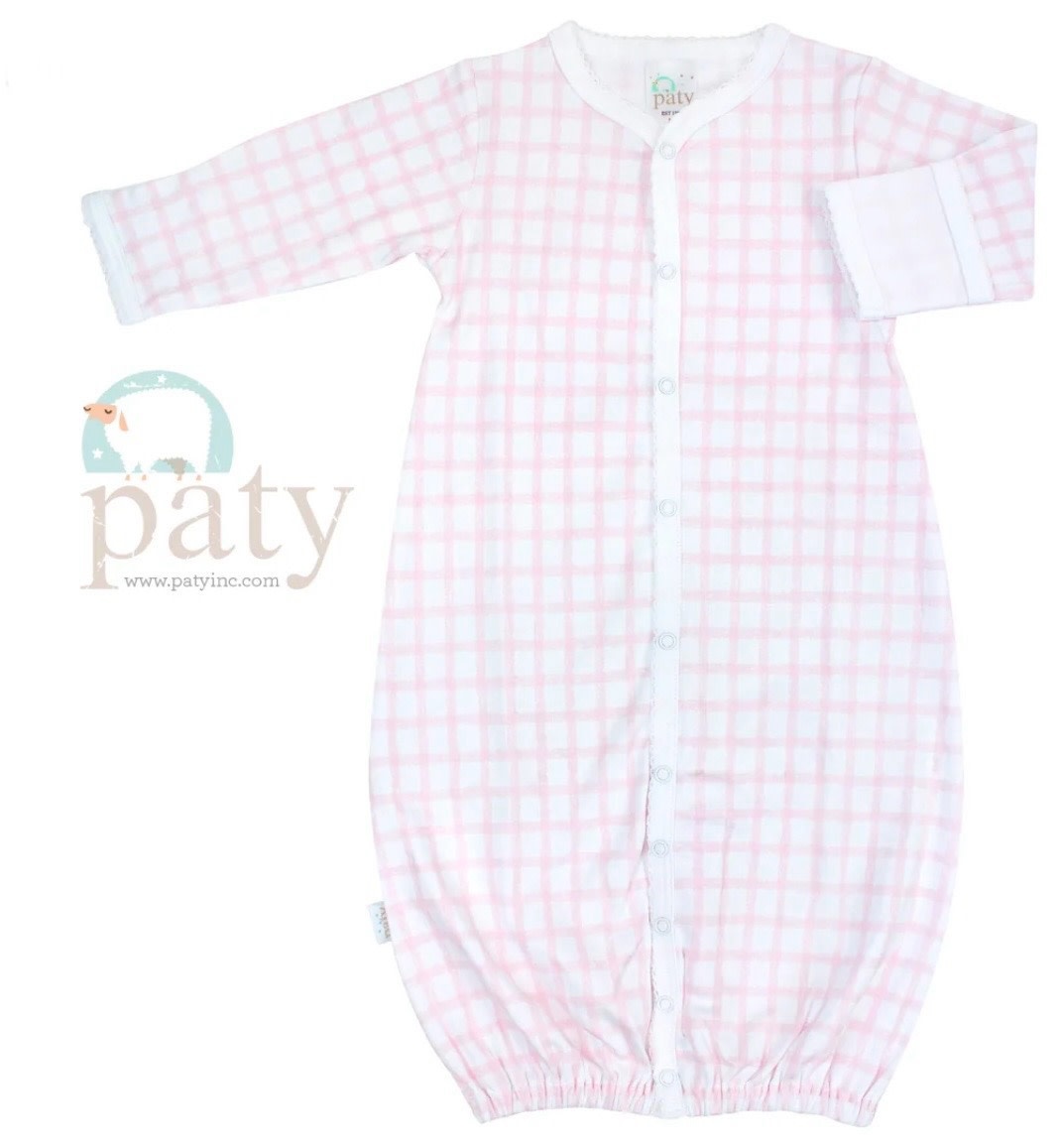 Paty Inc.- Pink Gingham Newborn Converter Gown/Footie - Freckles ...