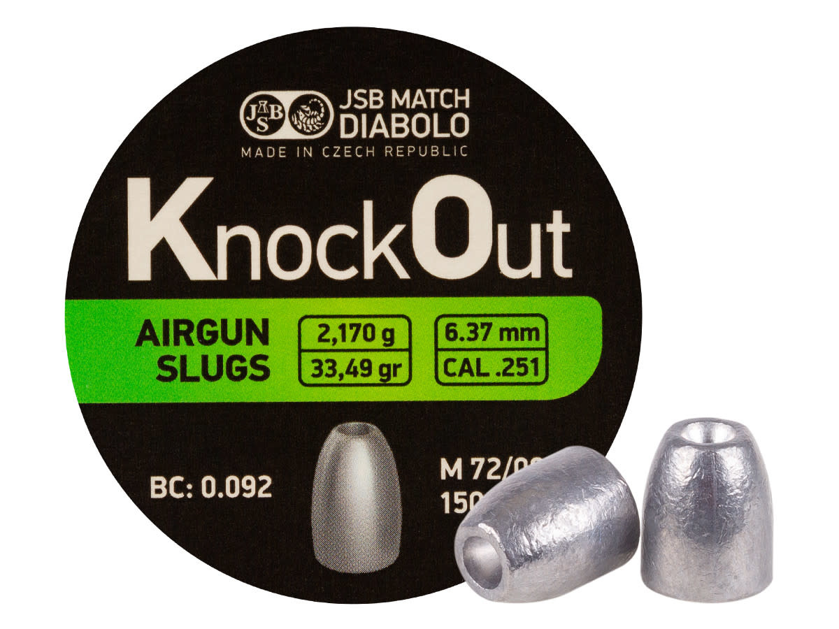 JSB KnockOut Slugs 33.49gr - 150ct .251 - Airgun Source Canada