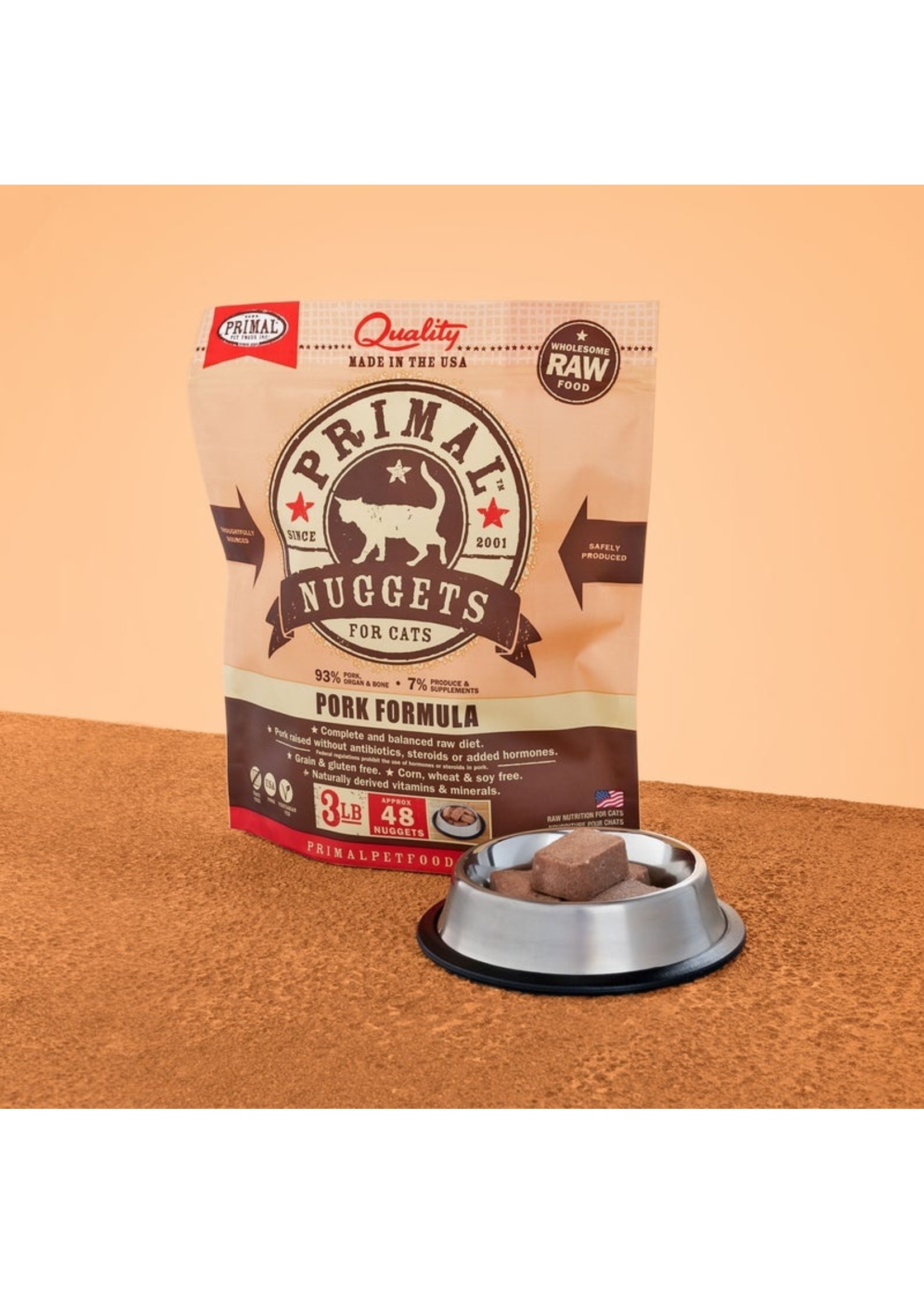 Primal Raw Frozen Feline Nuggets 3 lb Pork - Pawtopia: Your Pet's ...