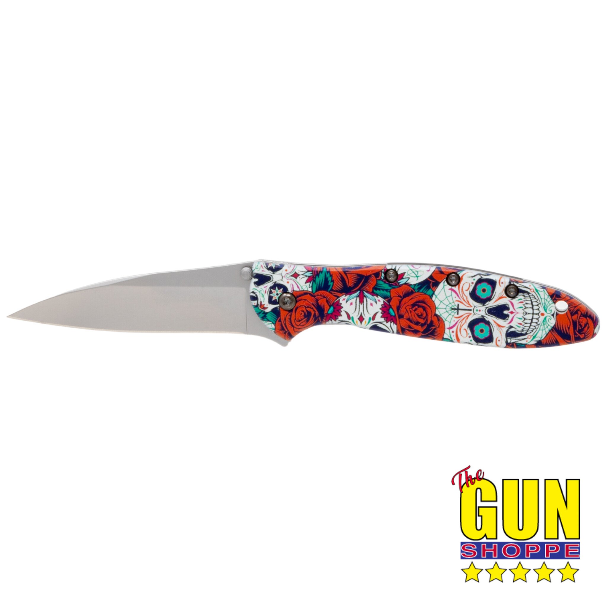 Kershaw Leek with Sugar Skull & Roses | Custom Knives - The Gun Shoppe ...
